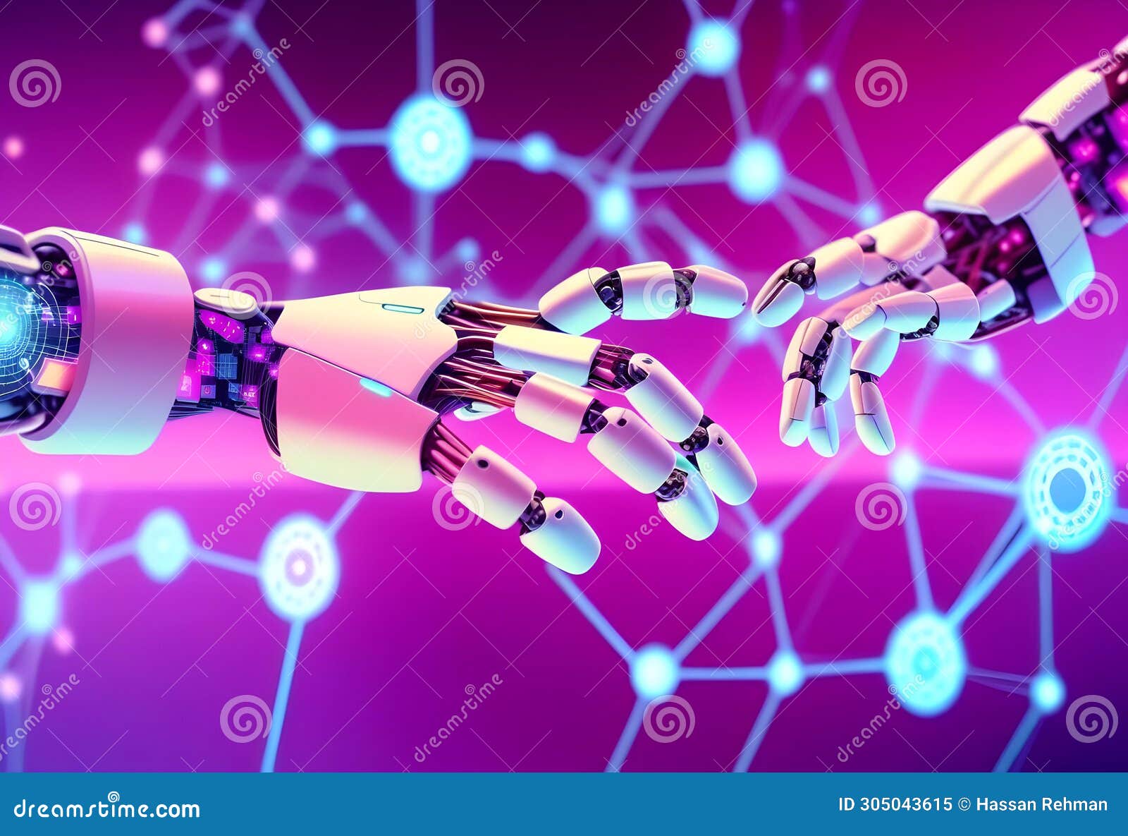 Science, AI, Machine Learning, Hands of Robot Stock Illustration ...