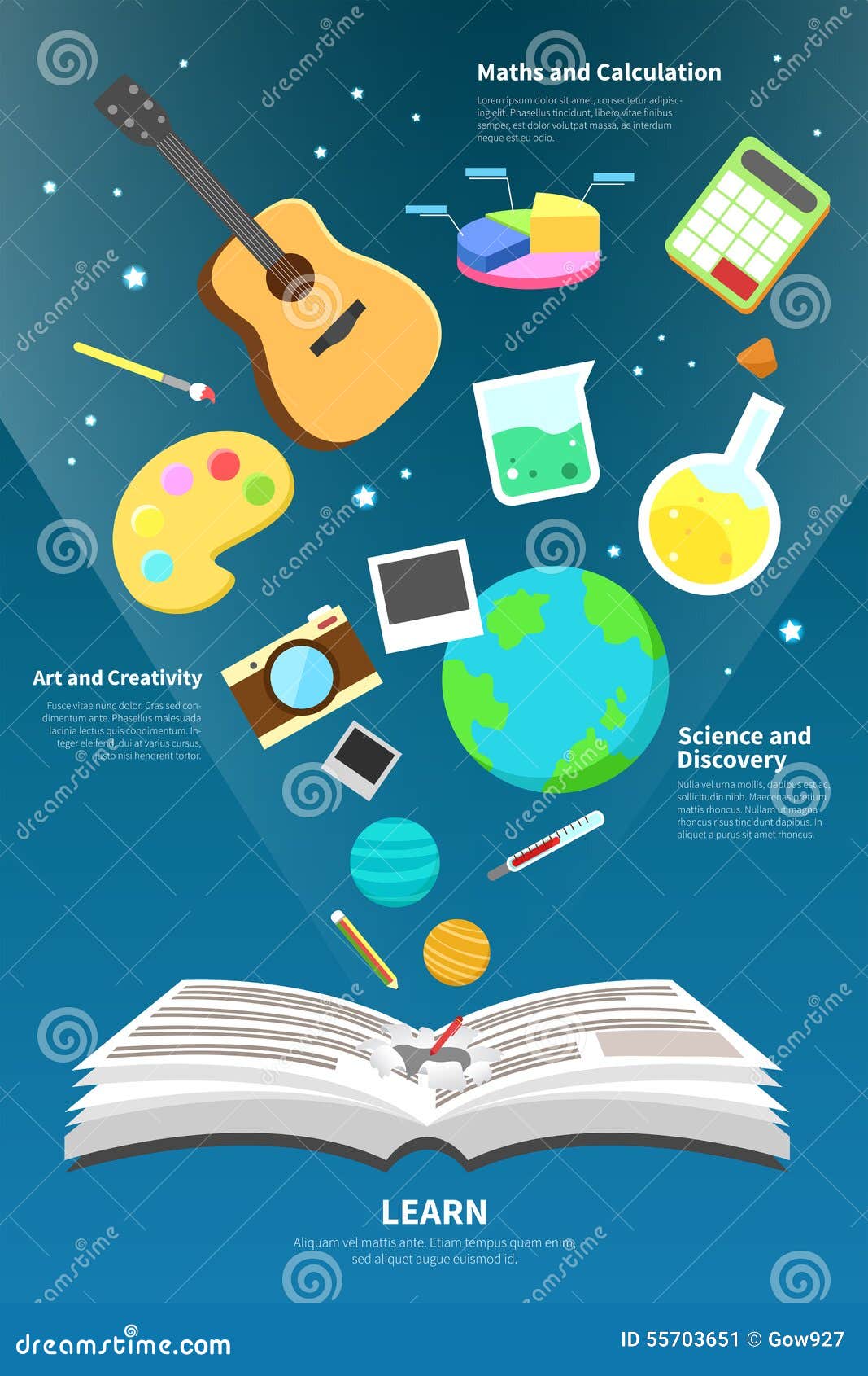 Science, Art, Maths and Creativity Tool Icon is Flying from an O Stock ...