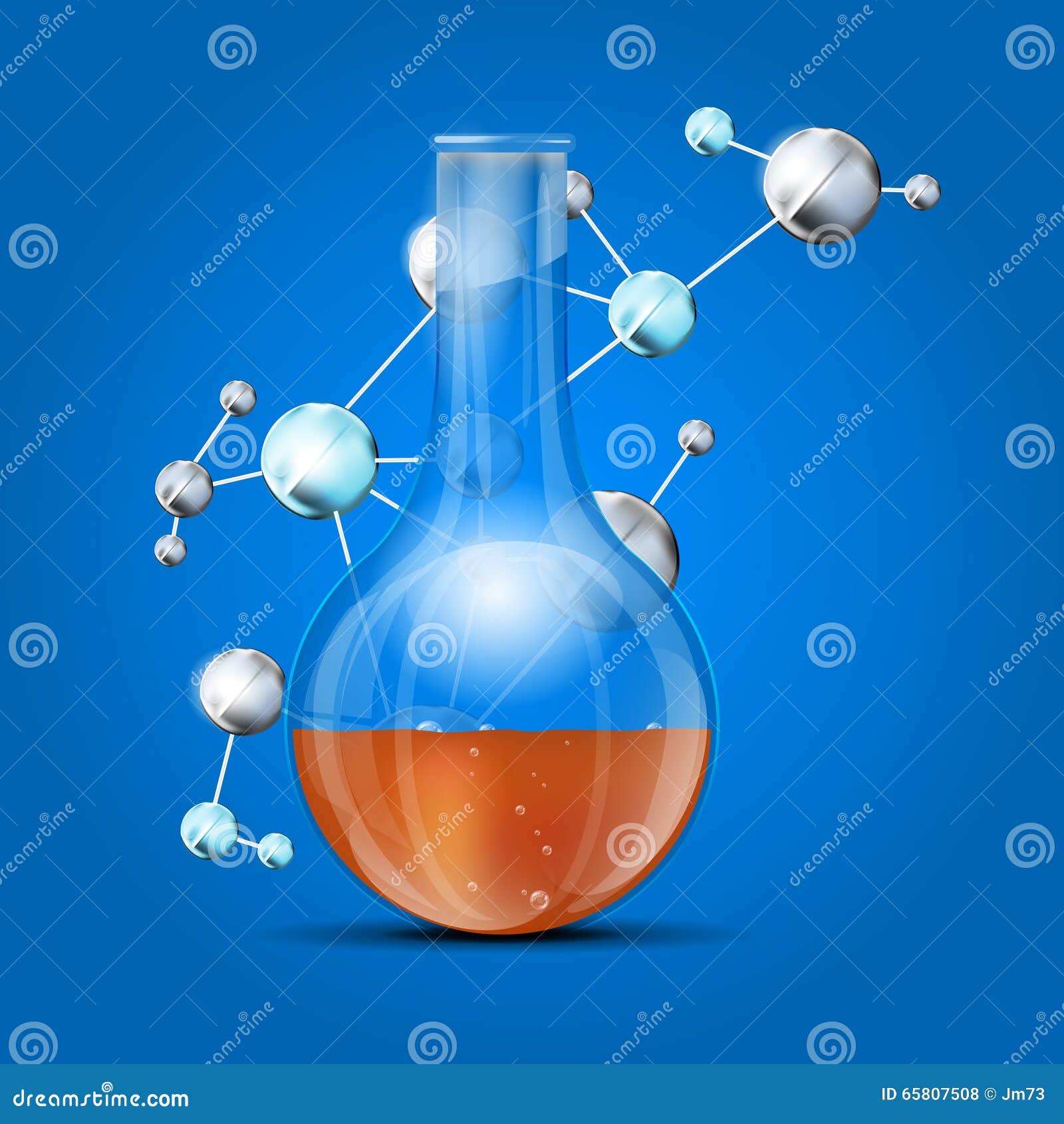 Science Background with Abstract Molecules and Chemical Flask Stock ...