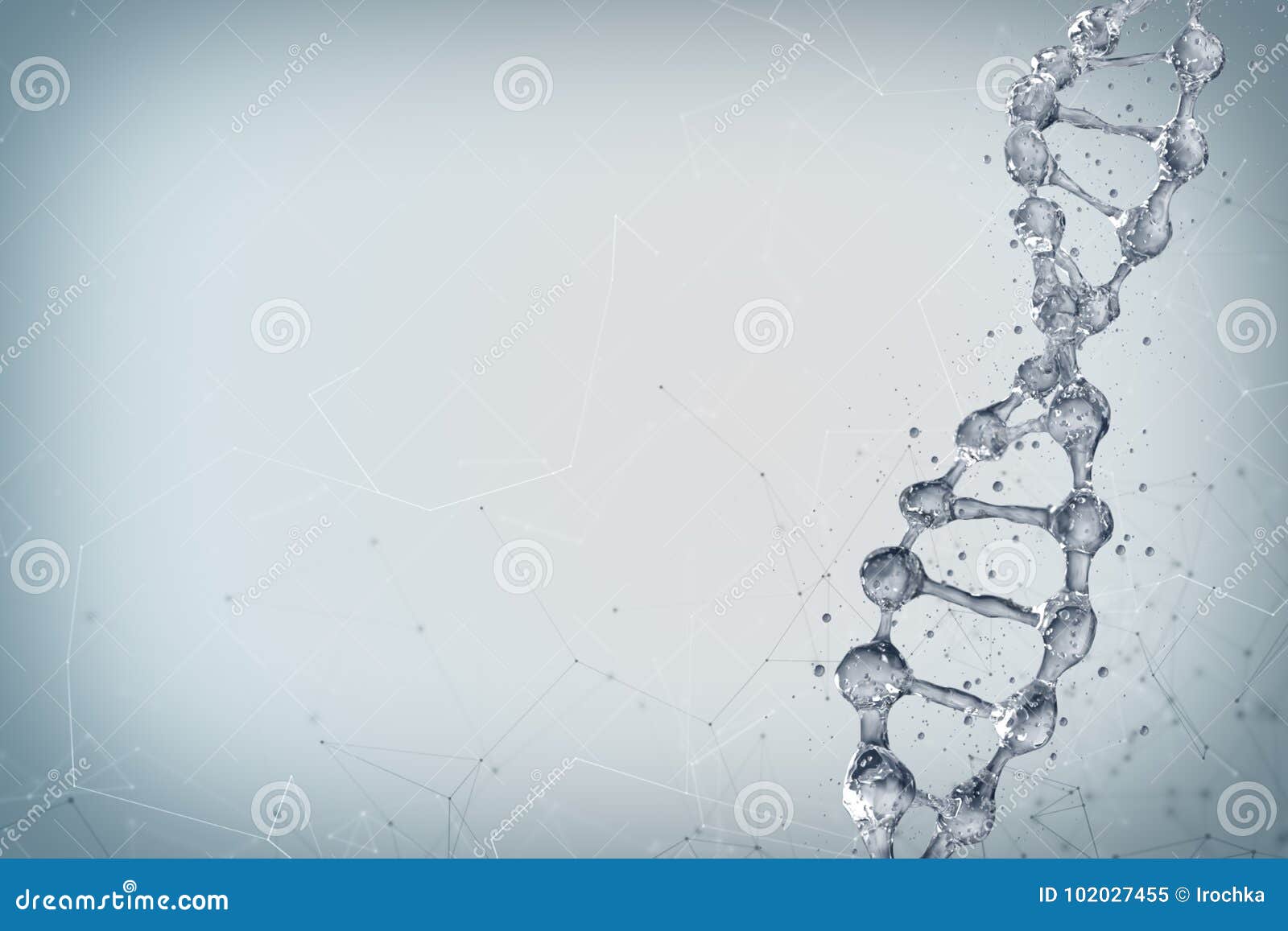 3d Illustration of DNA Molecule Model from Water. Stock Illustration ...