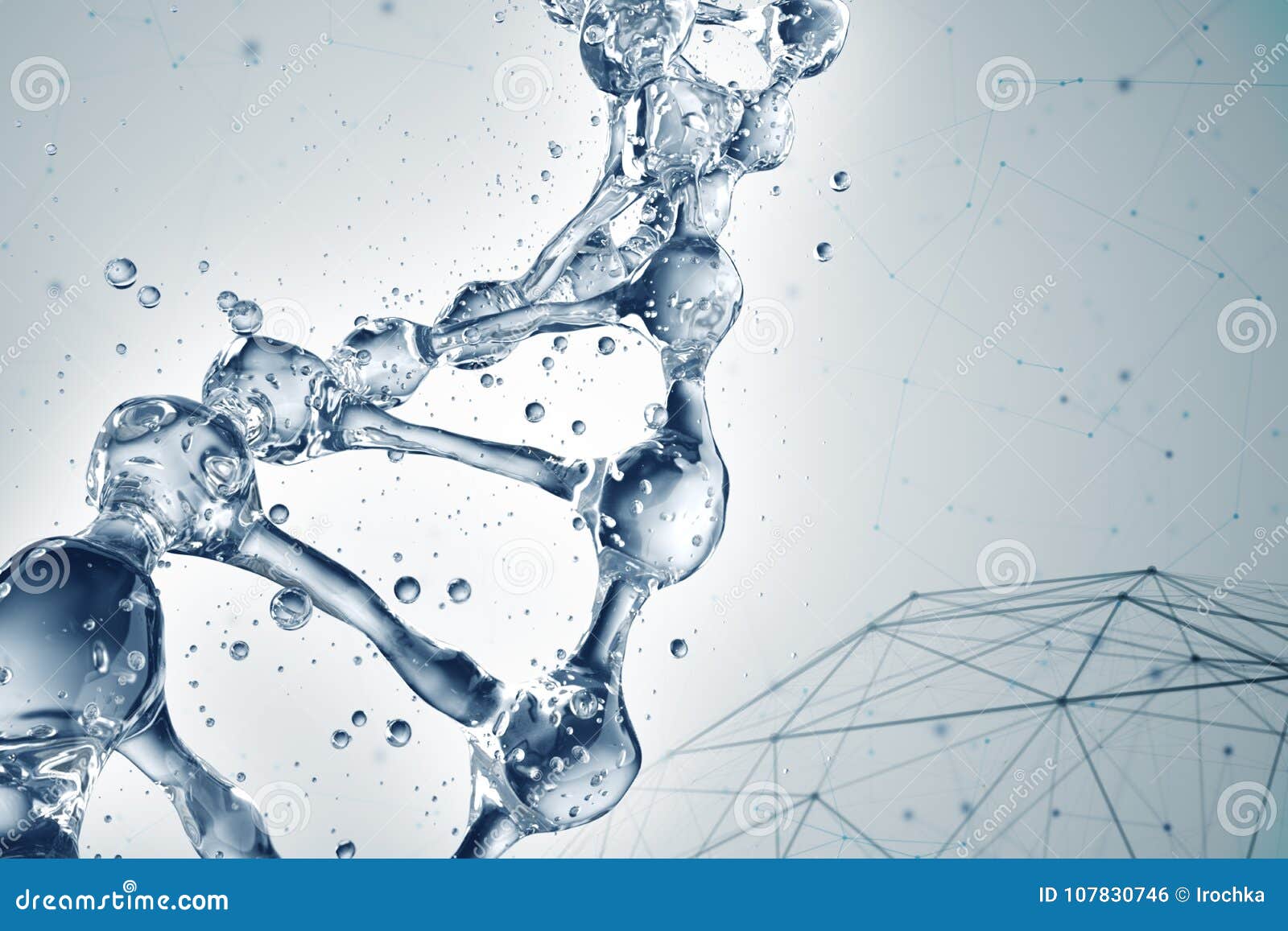 3d Illustration of DNA Molecule Model from Water. Stock Illustration ...