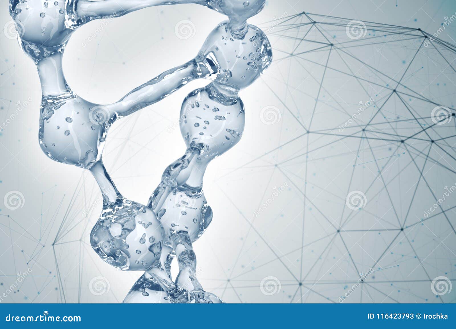 3d Illustration of DNA Molecule Model from Water. Stock Illustration ...