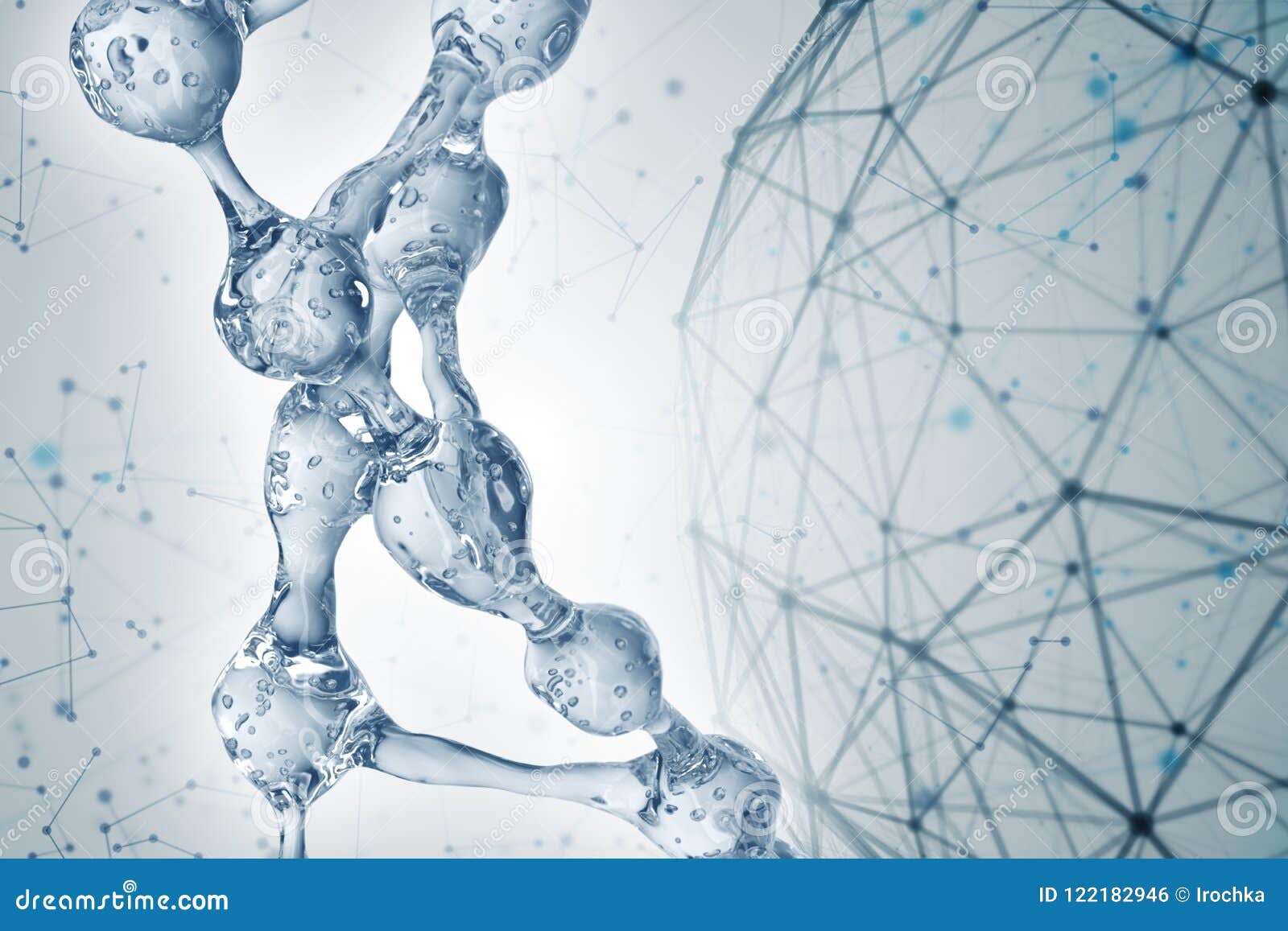 3d Illustration of DNA Molecule Model from Water. Stock Illustration ...