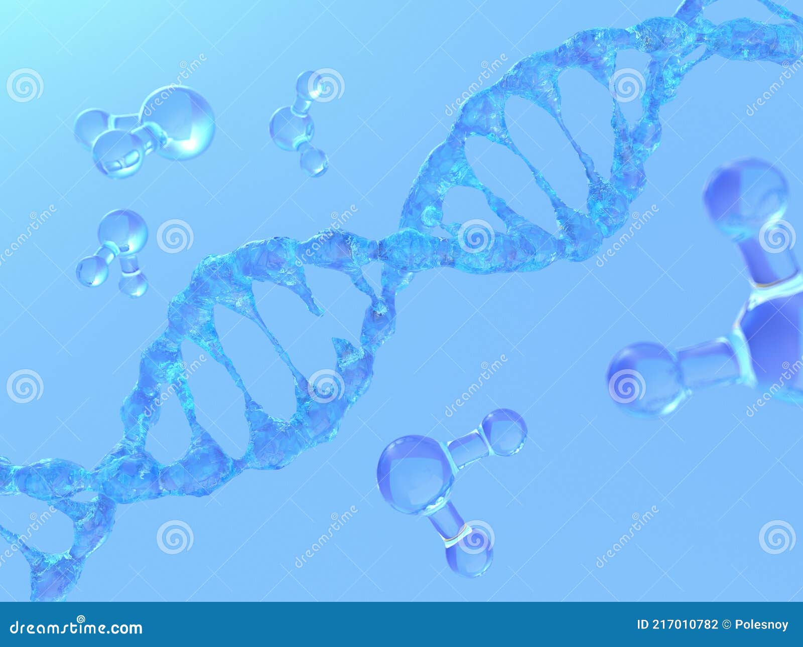 Science Background with DNA Molecules from Water. 3D Illustration Stock ...