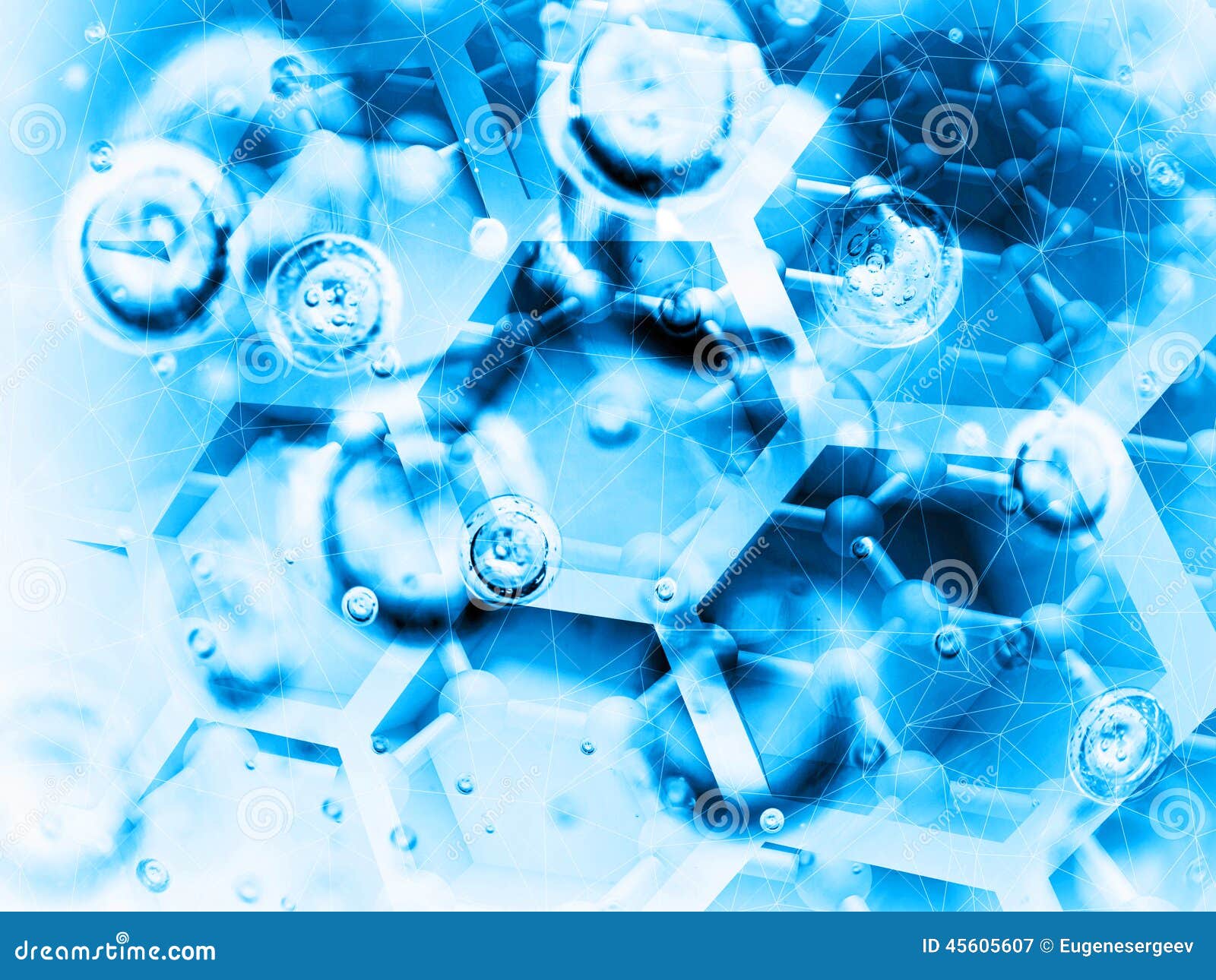 Science Background Illustration, Blue Chemical Structure Stock ...