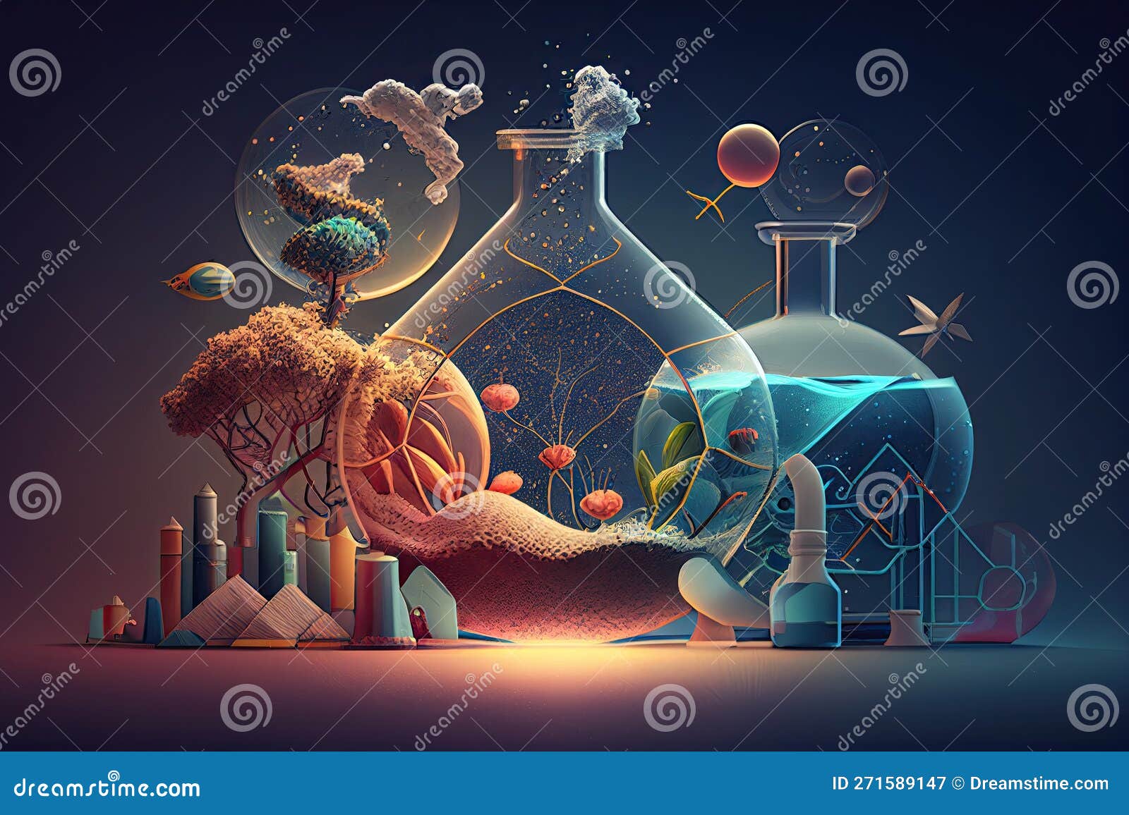 Science Background Illustration, Scientific Design. Flasks, Glass and ...