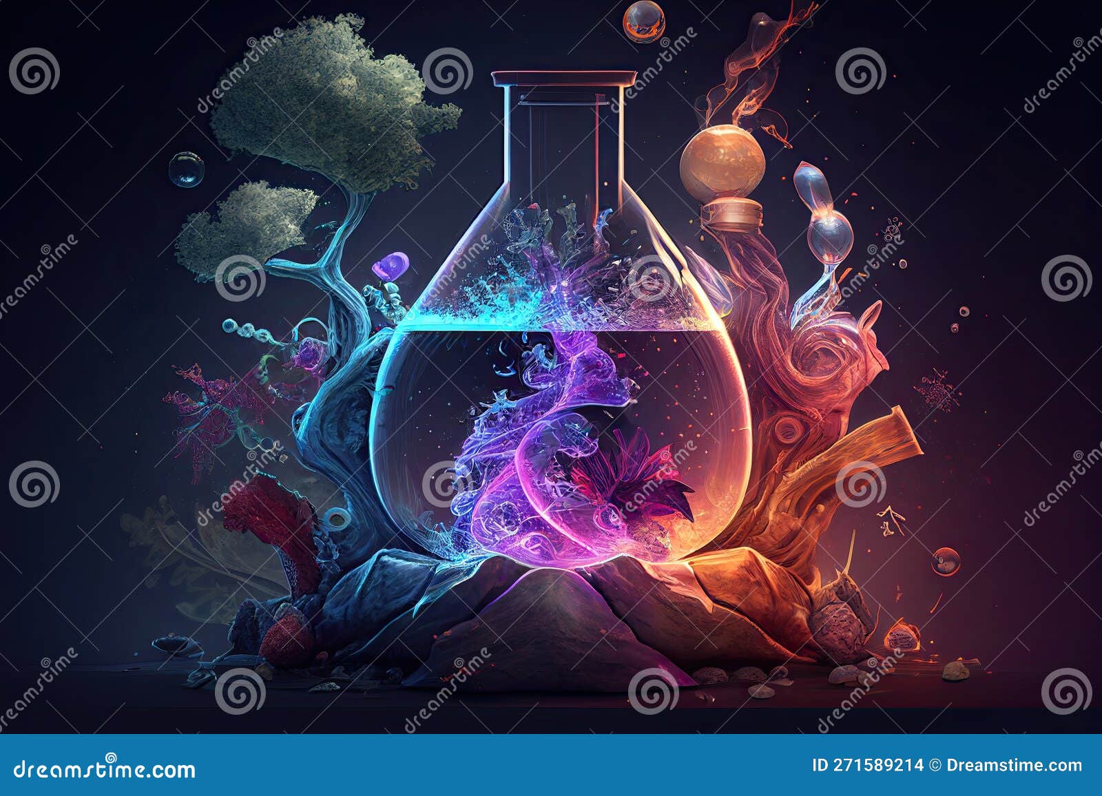 Science Background Illustration, Scientific Design. Flasks, Glass and ...