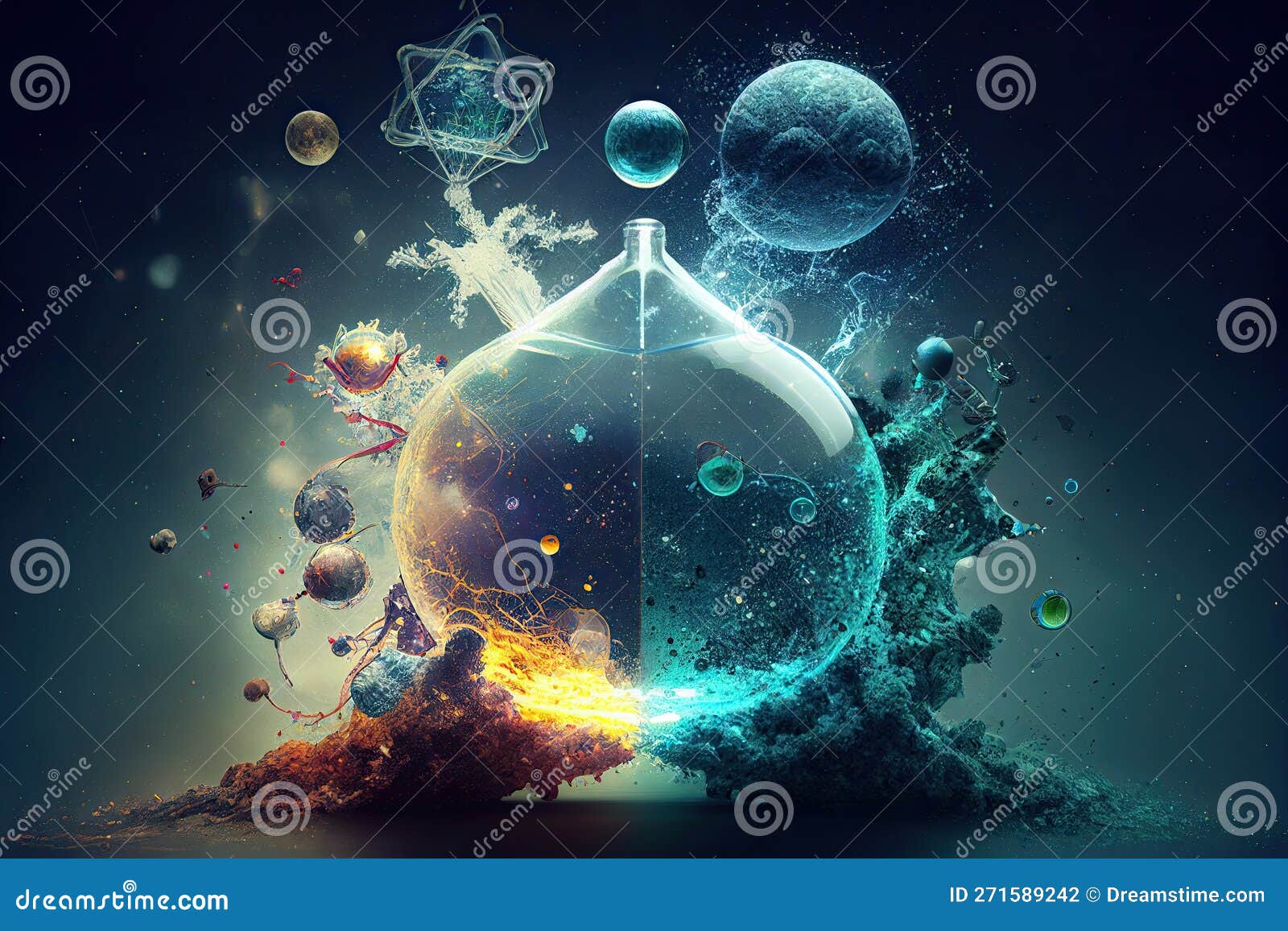 Science Background Illustration, Scientific Design. Flasks, Glass and ...