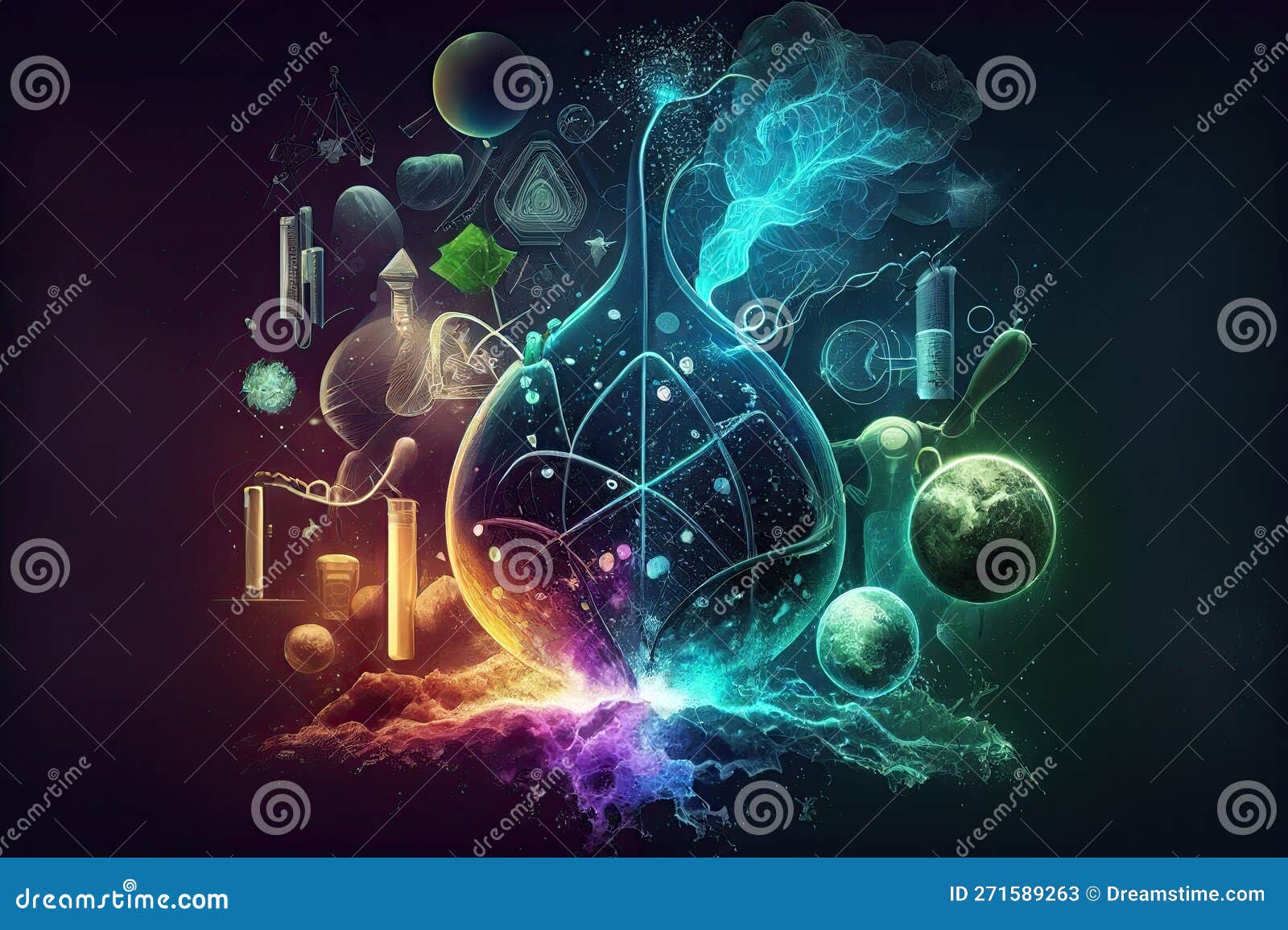 Science Background Illustration, Scientific Design. Flasks, Glass and ...