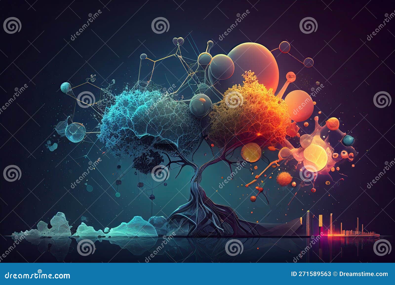 Science Background Illustration, Scientific Design. Flasks, Glass and ...