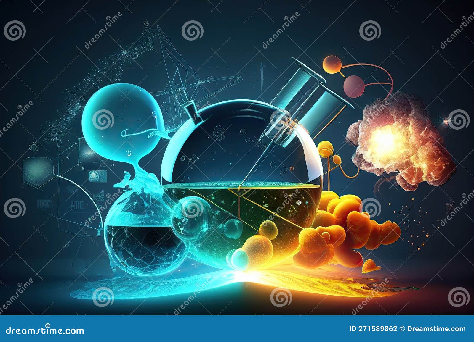 Science Background Illustration, Scientific Design. Flasks, Glass and ...