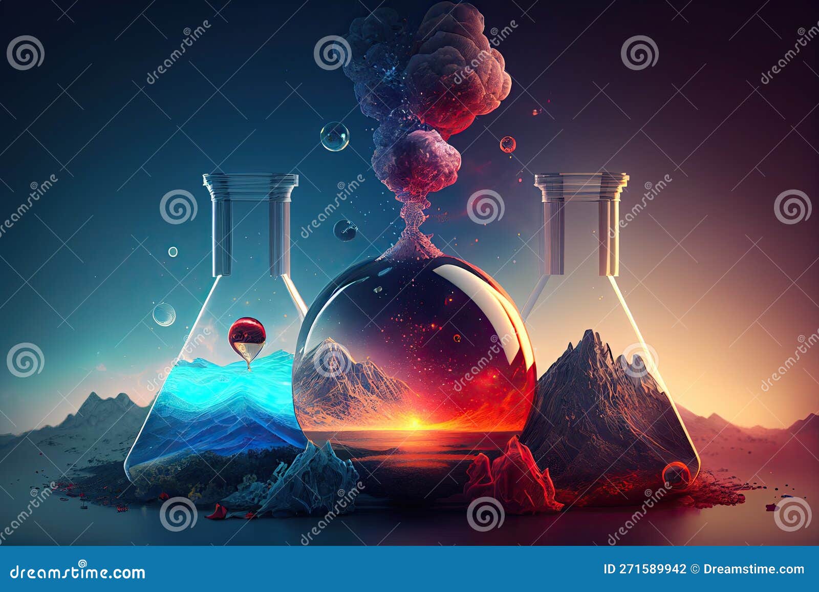 Science Background Illustration, Scientific Design. Flasks, Glass and ...