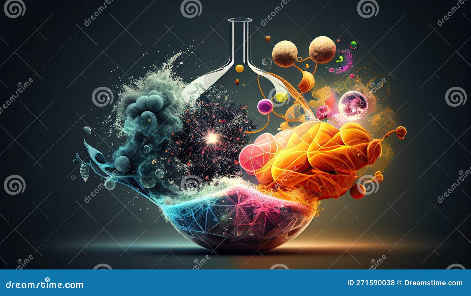Science Background Illustration, Scientific Design. Flasks, Glass and ...