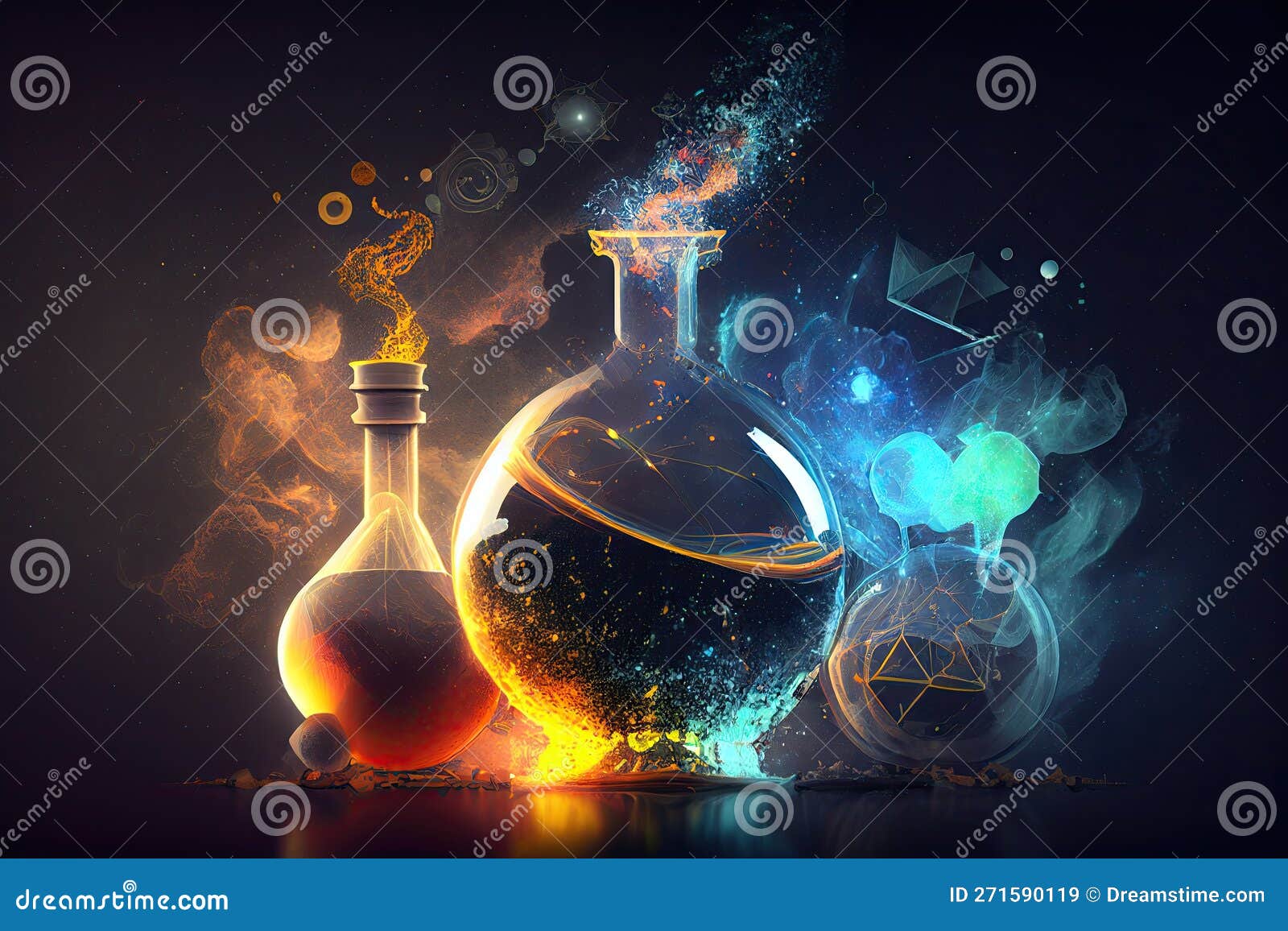 Science Background Illustration, Scientific Design. Flasks, Glass and ...