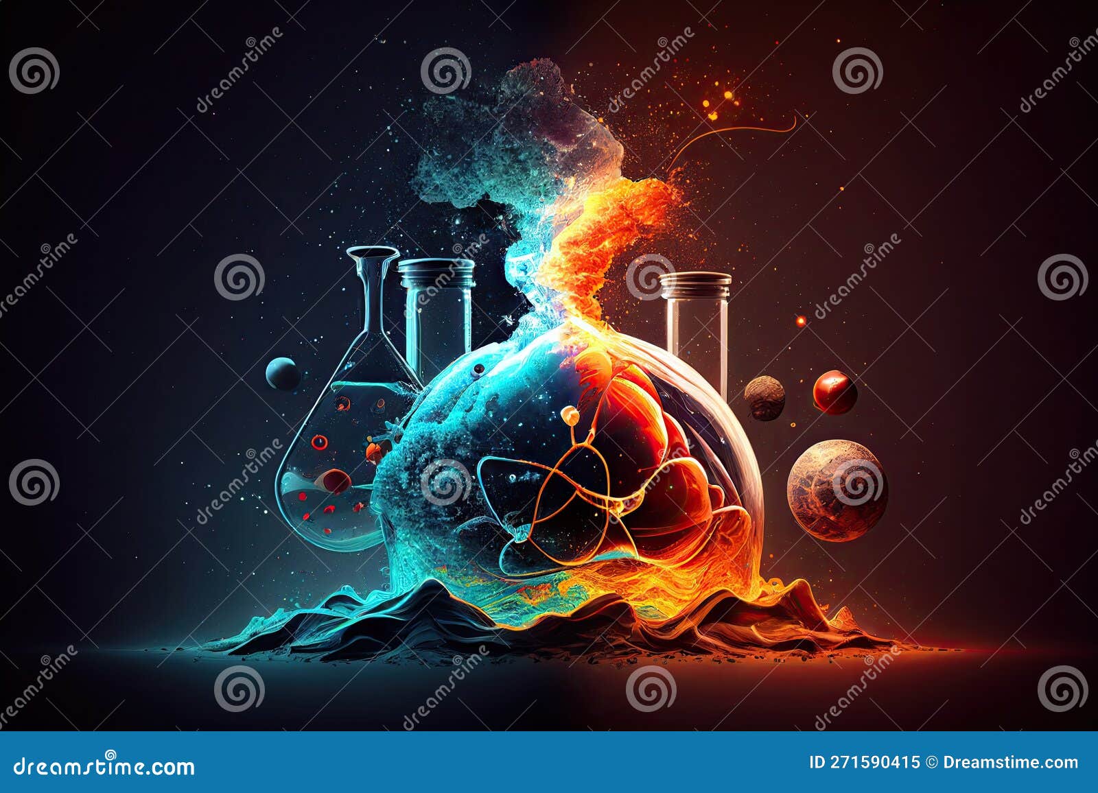 Science Background Illustration, Scientific Design. Flasks, Glass and ...