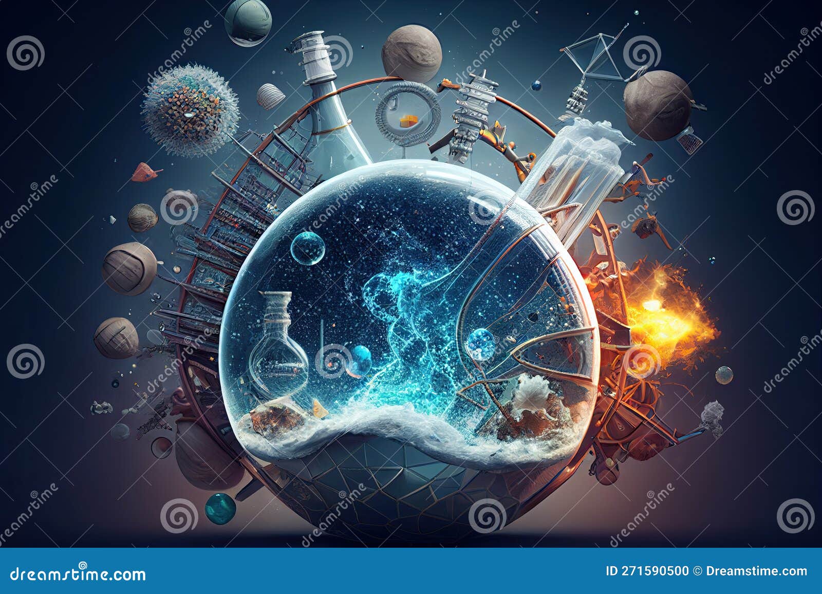 Science Background Illustration, Scientific Design. Flasks, Glass and ...