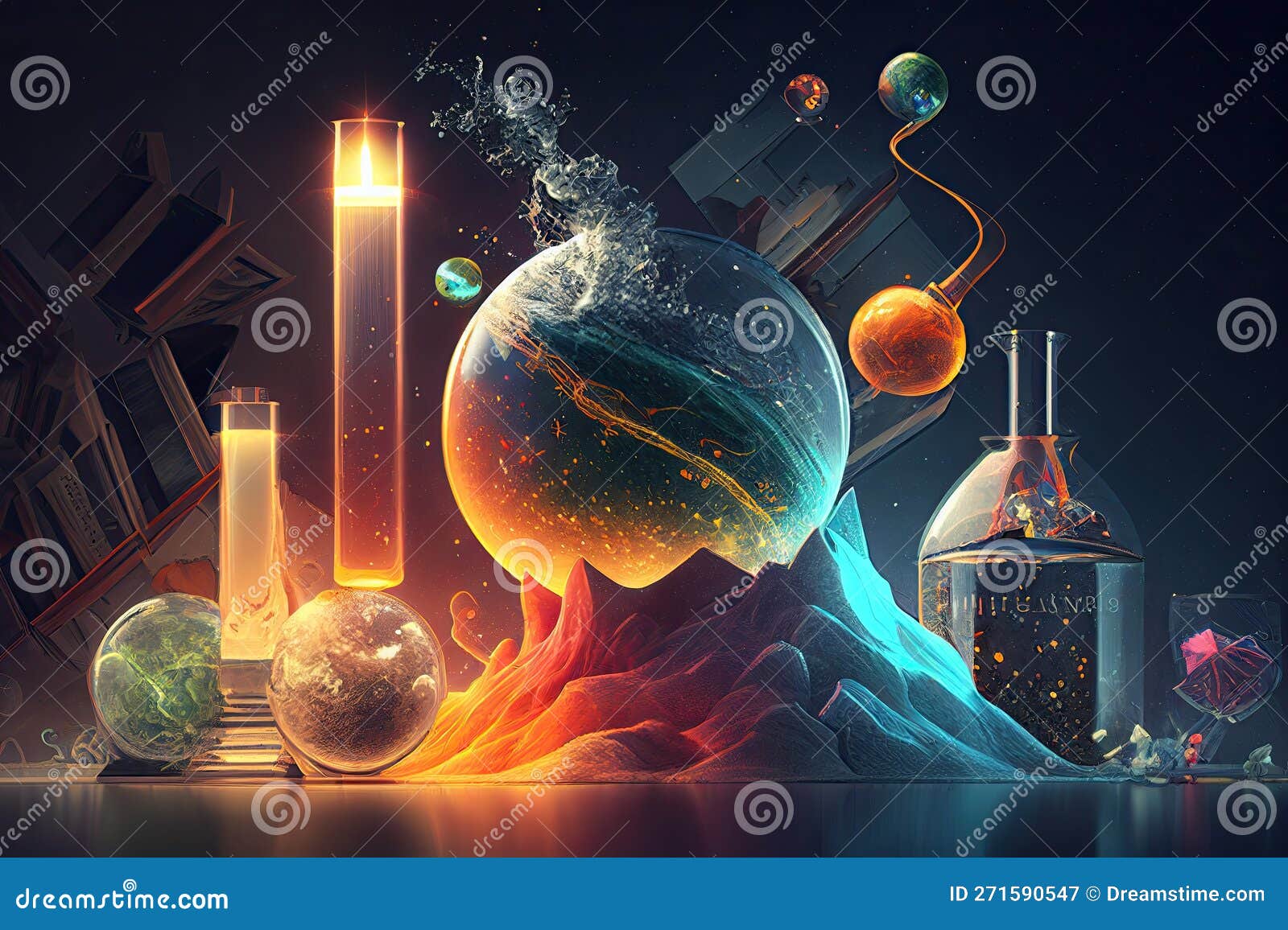 Science Background Illustration, Scientific Design. Flasks, Glass and ...