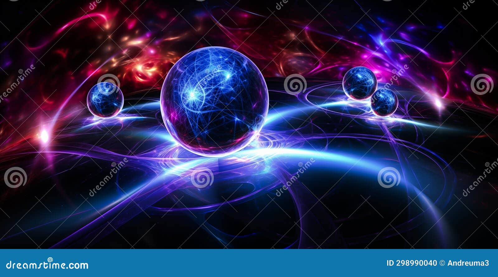 Science Background with Particles and Waves, Quantum Technology Stock ...