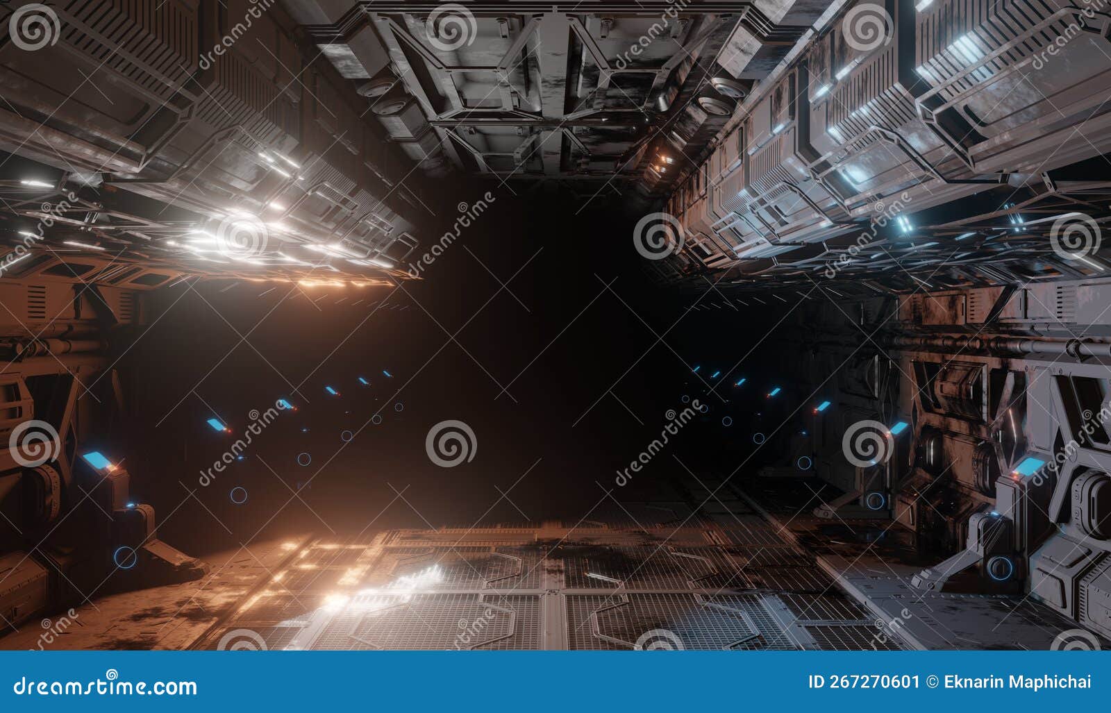 A Science Basement Control Room in Dark Scene Stock Illustration ...