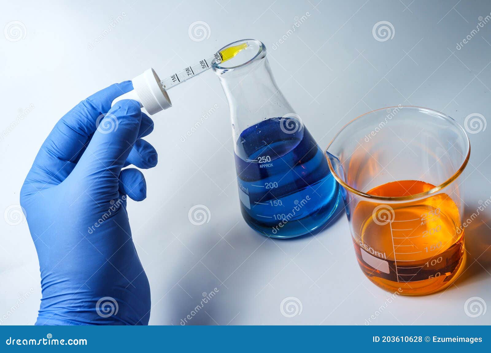 Science Beaker Experiment stock photo. Image of hospital - 203610628