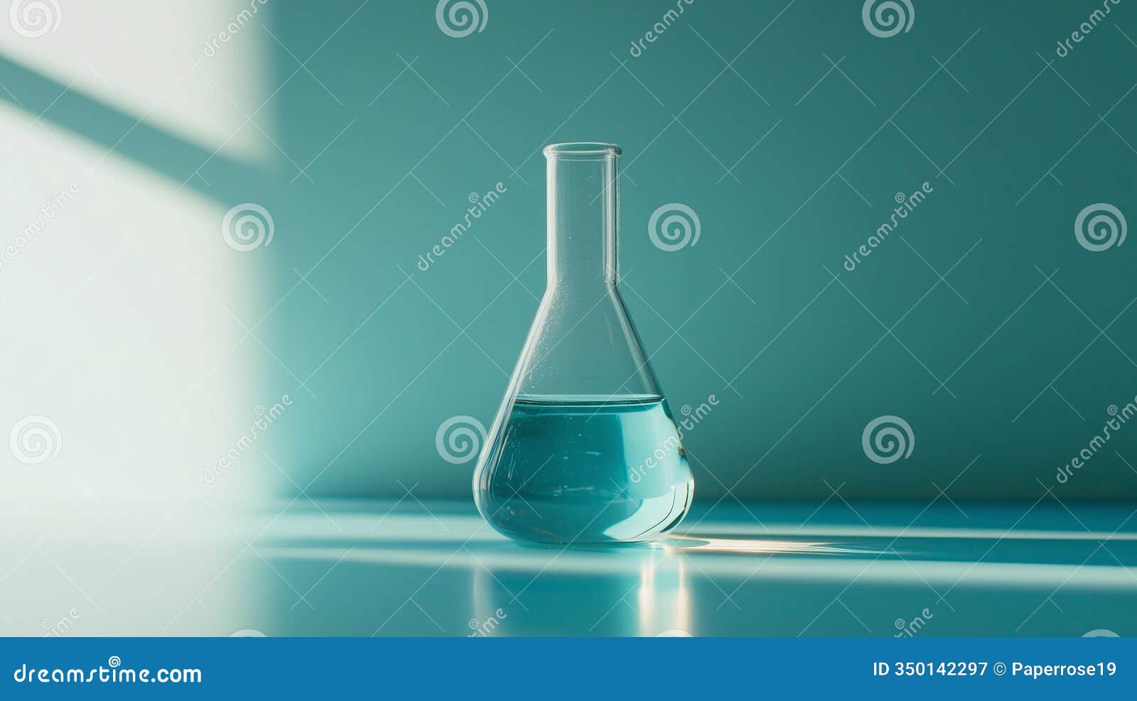 Science Beaker in the Laboratory on a Table White and Light Blue Stock ...
