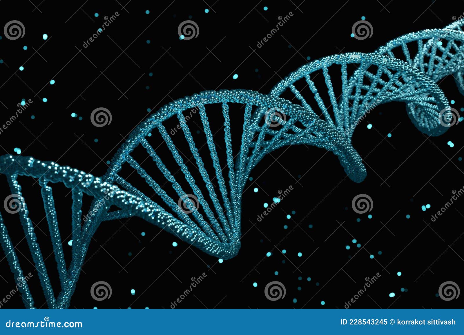 Science Biotechnology Blue DNA Structure Background 3D Rendering Stock ...