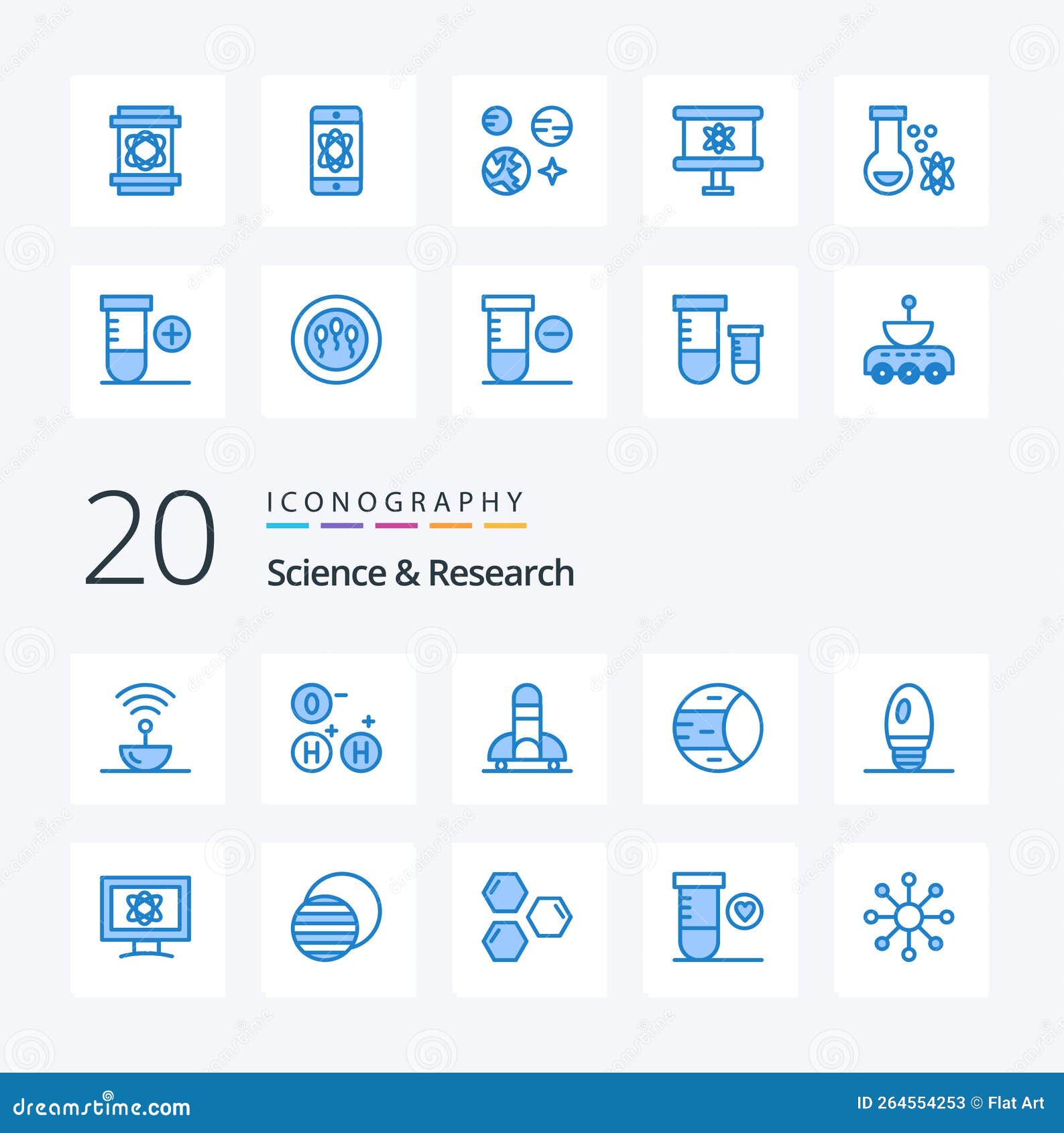 20 Science Blue Color Icon Pack Like Candle Structure Rocket Space ...