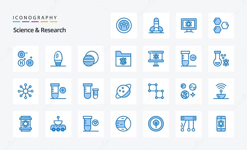 25 Science Blue icon pack stock vector. Illustration of candle - 264512818
