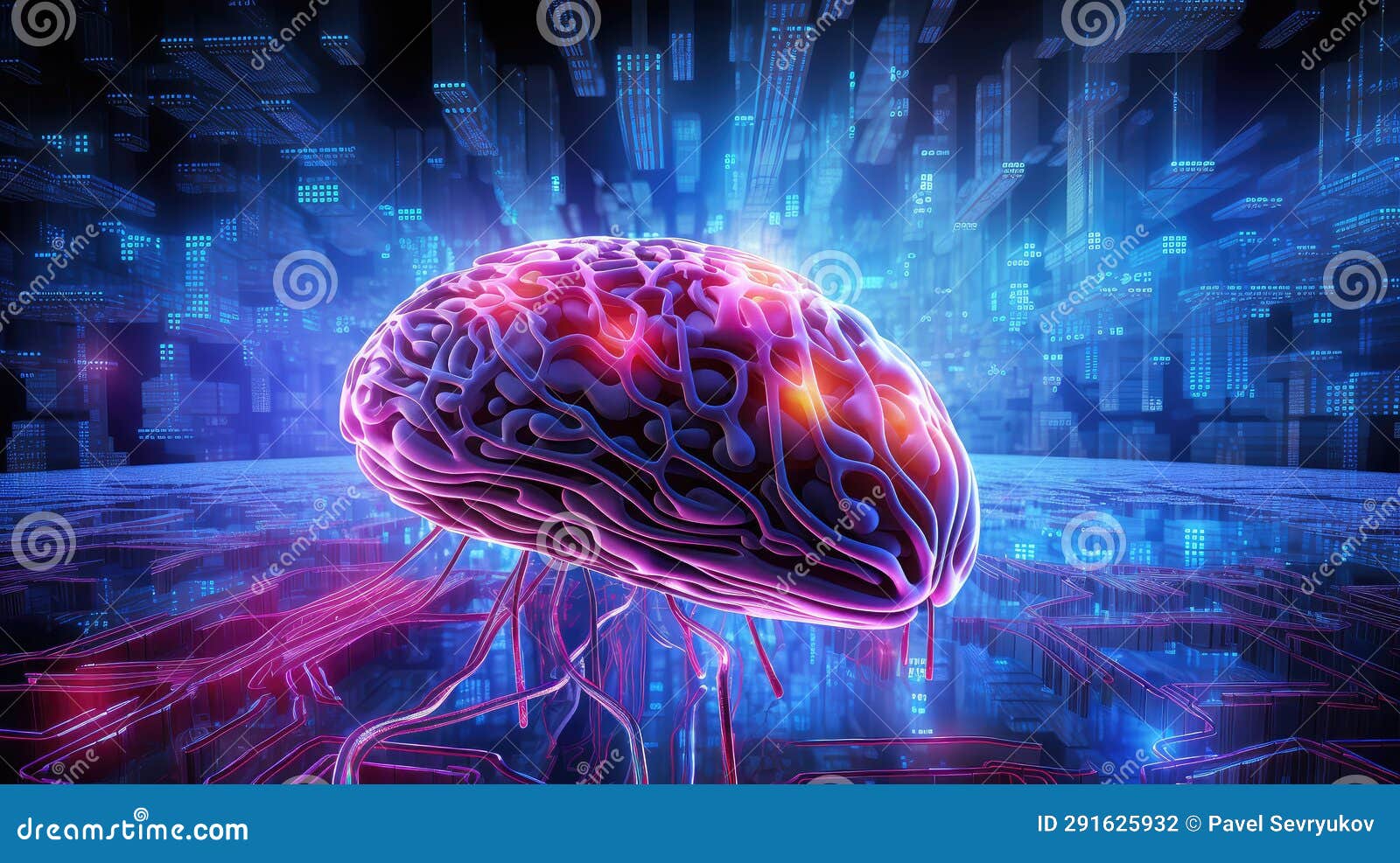 Science brain digital mind stock illustration. Illustration of line ...