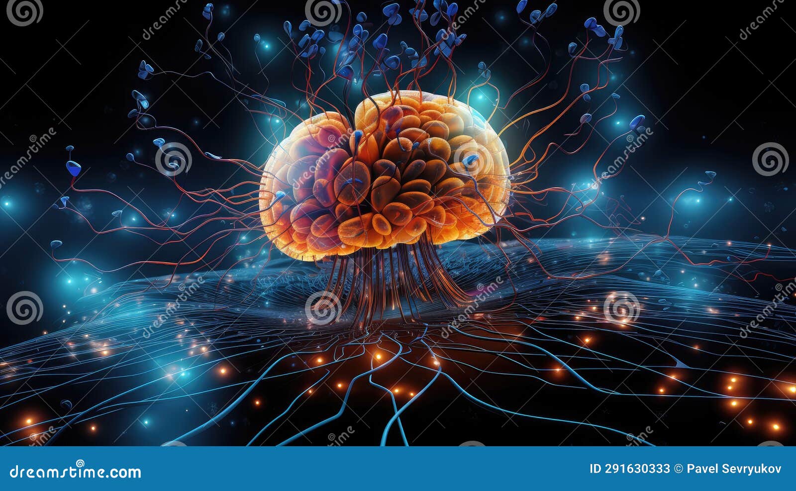 Science brain synapse scan stock illustration. Illustration of line ...