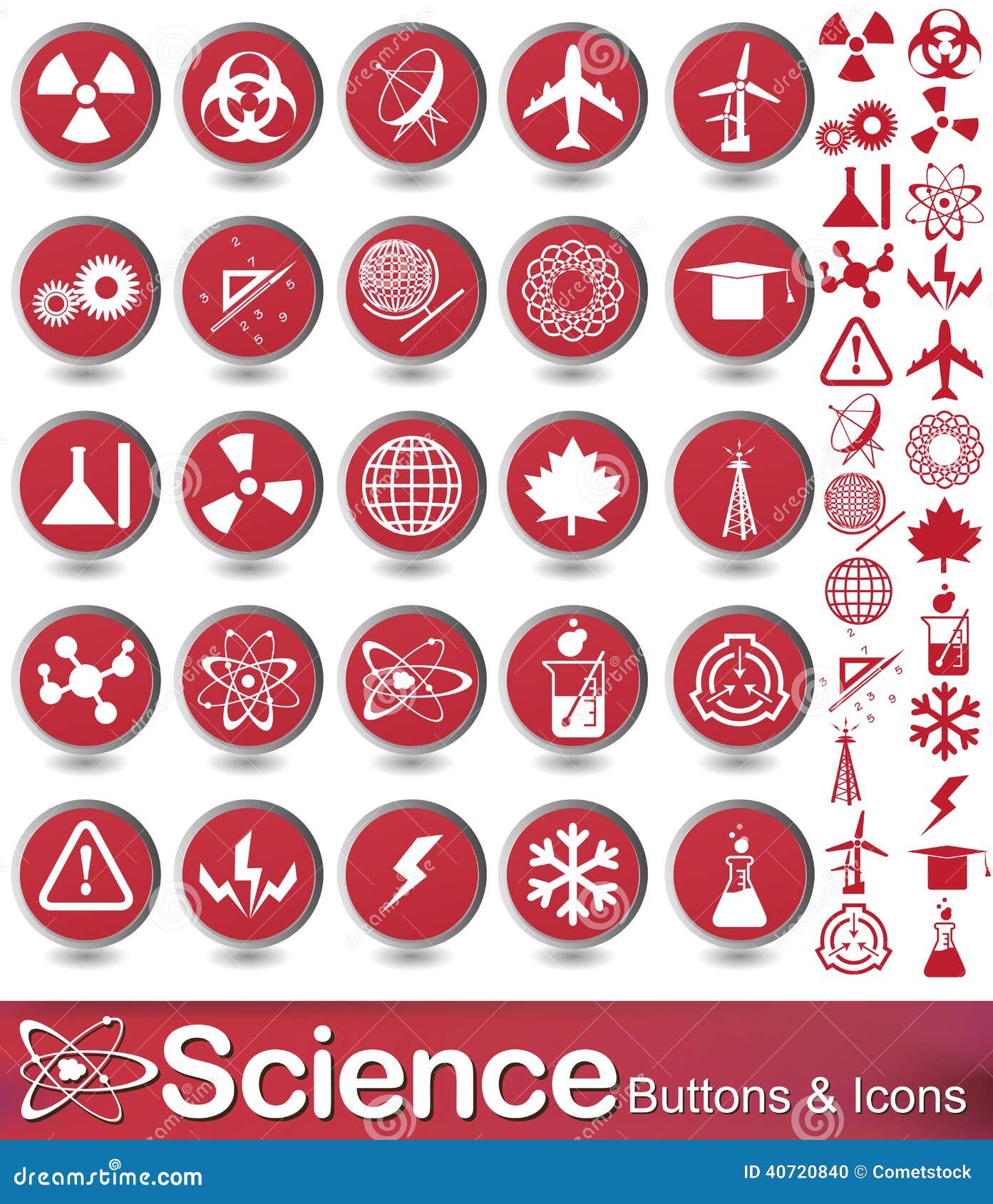 Science buttons and icons stock vector. Illustration of satellite ...