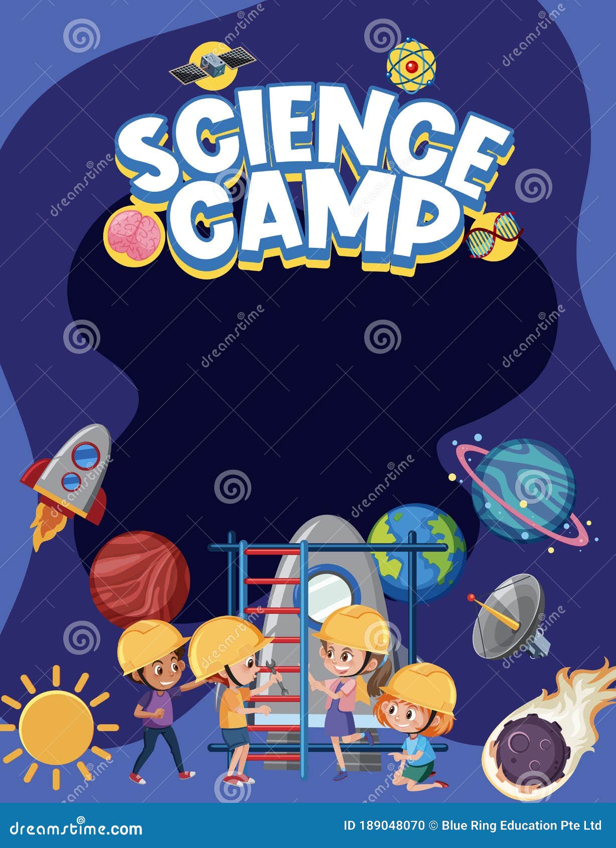 Science Camp Logo with Blank Banner and Kids Wearing Engineer Costume ...