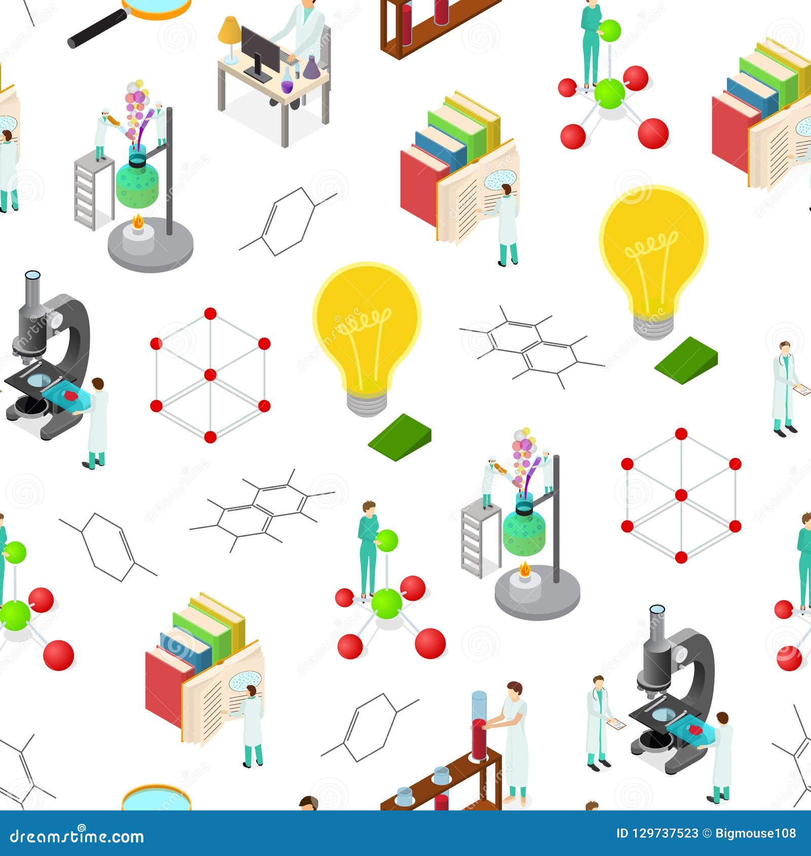 Science Chemical Pharmaceutical Concept Seamless Pattern Background 3d ...