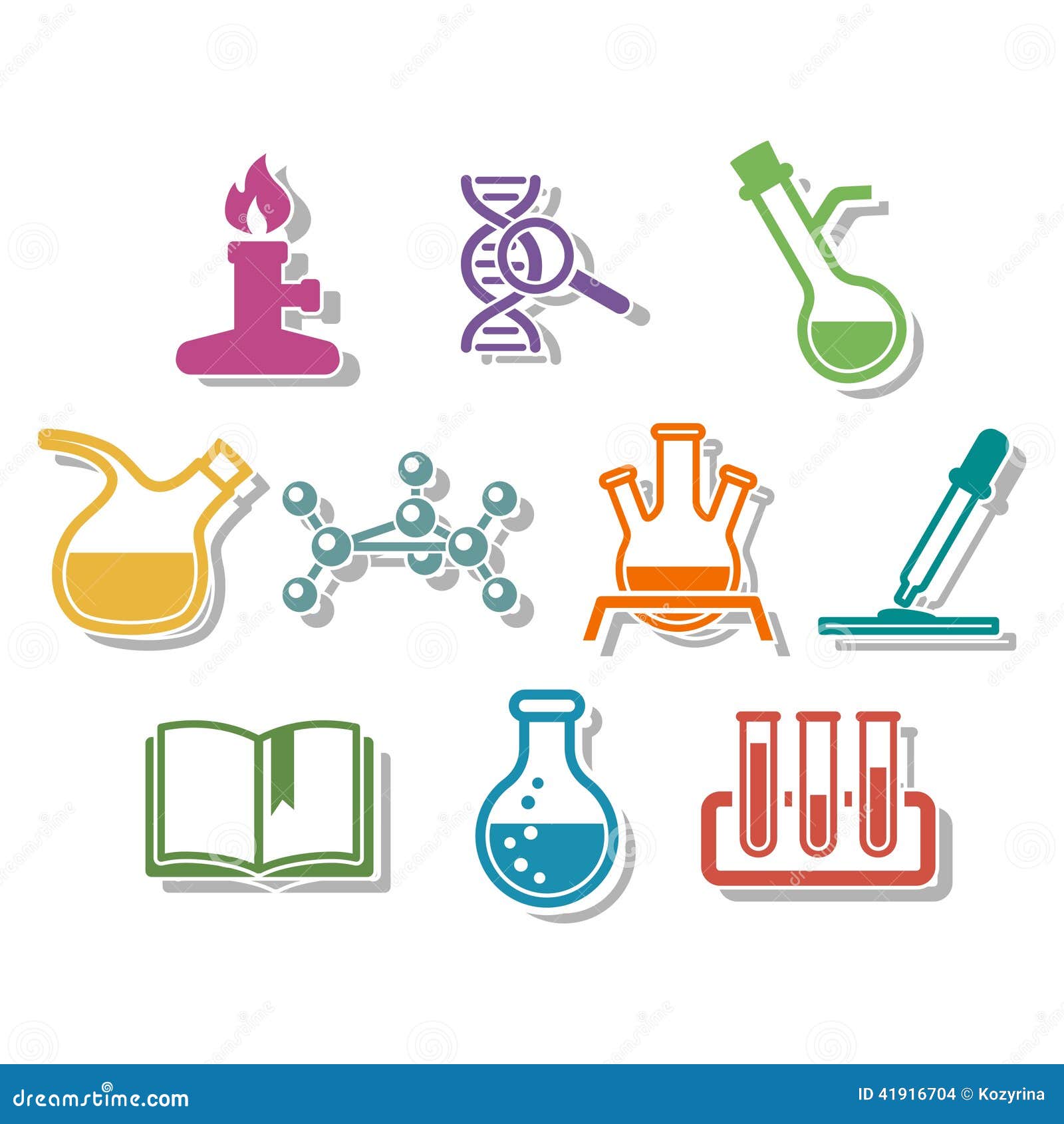 Science and Chemistry Icon Set. Stock Vector - Illustration of biology ...