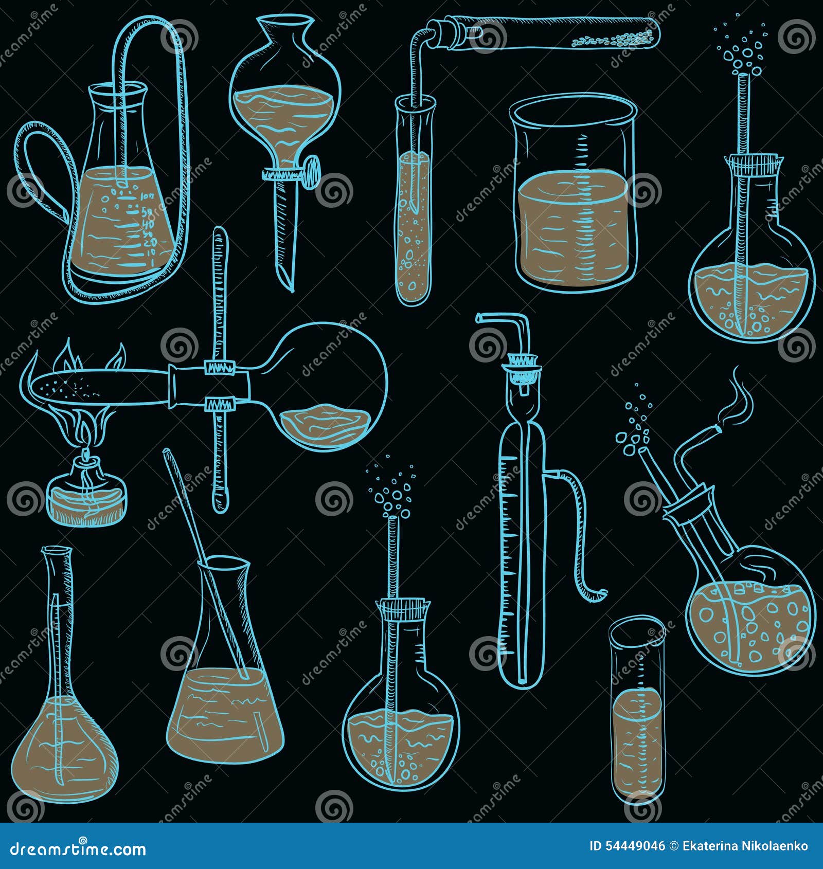 Science Chemistry Laboratory Vector Background Sketchy Style Stock ...