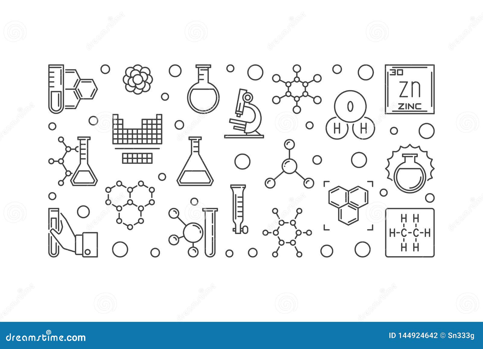 Science and Chemistry Outline Vector Simple Banner Stock Vector ...