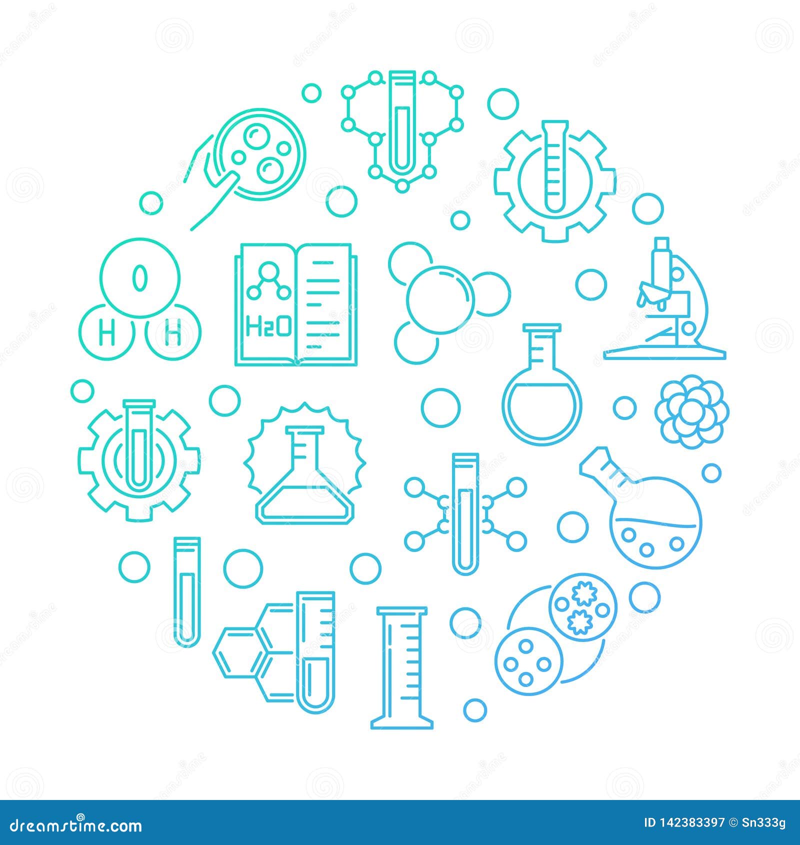 Science and Chemistry Vector Blue Round Linear Illustration Stock ...