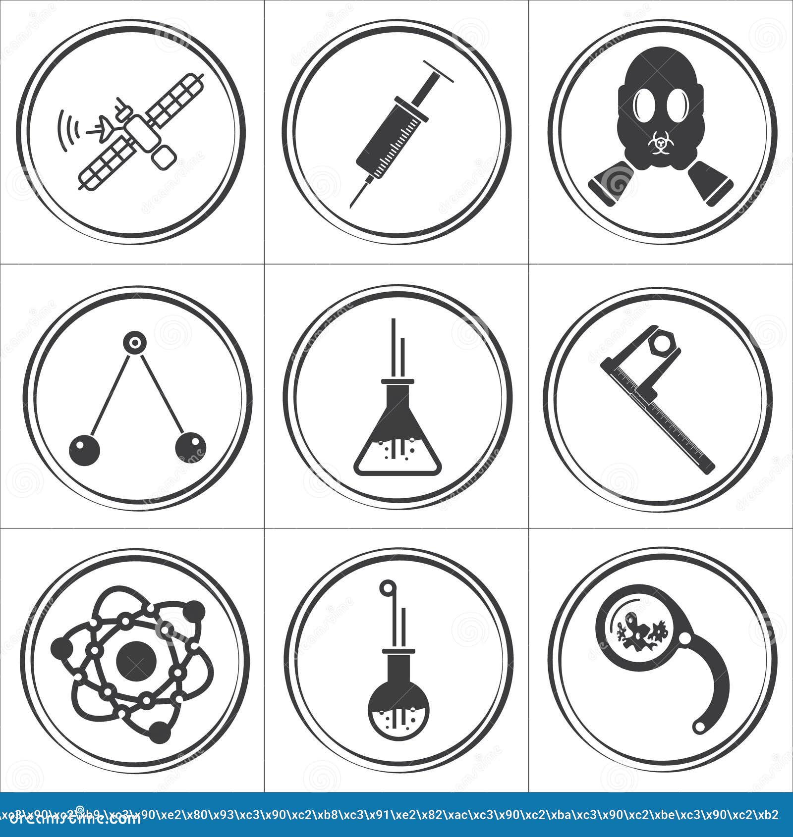 9 Science Circle Flat Vector Icons Stock Vector - Illustration of ...