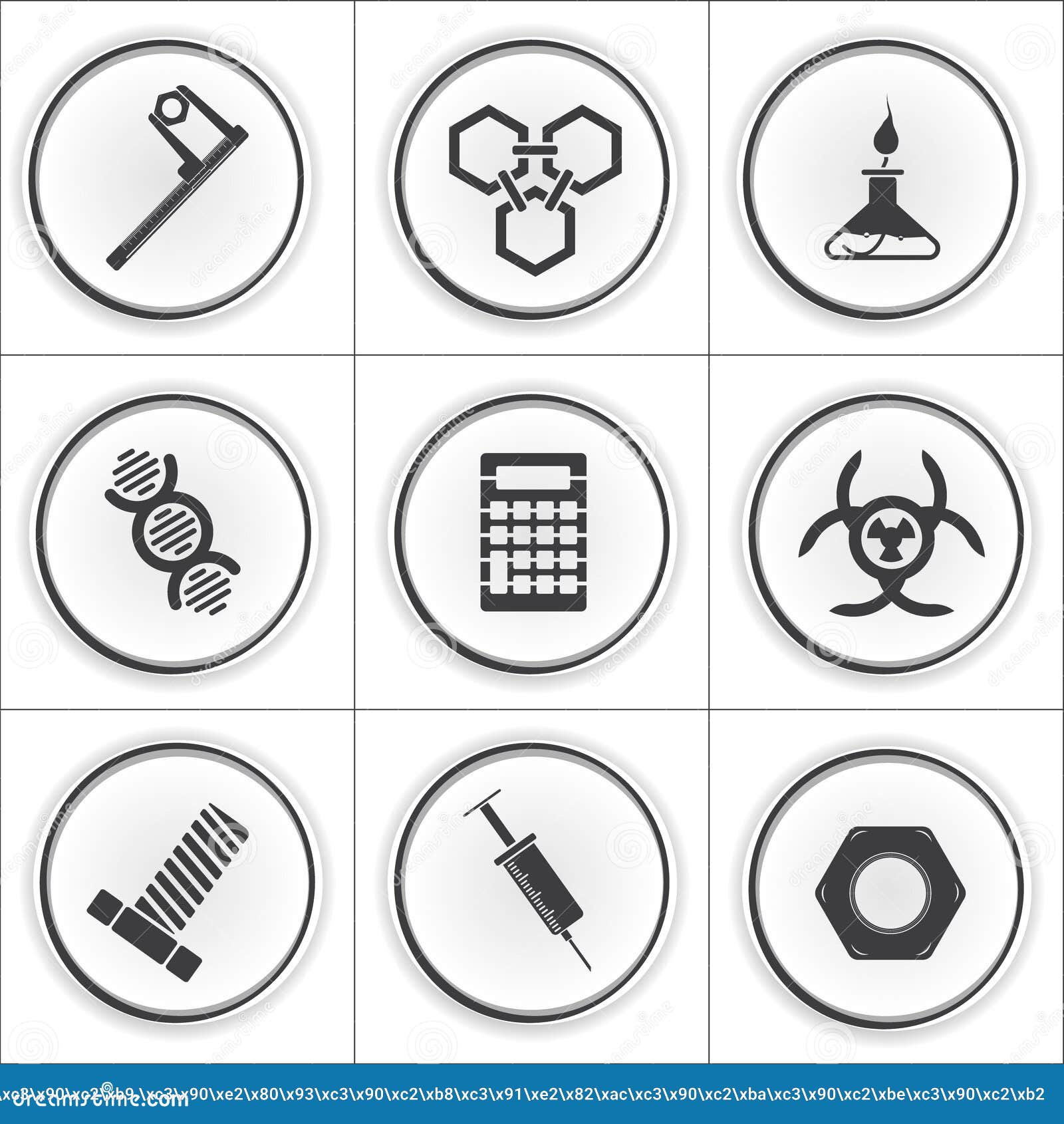 9 Science Circle Icons, Vector Illustration Stock Vector - Illustration ...