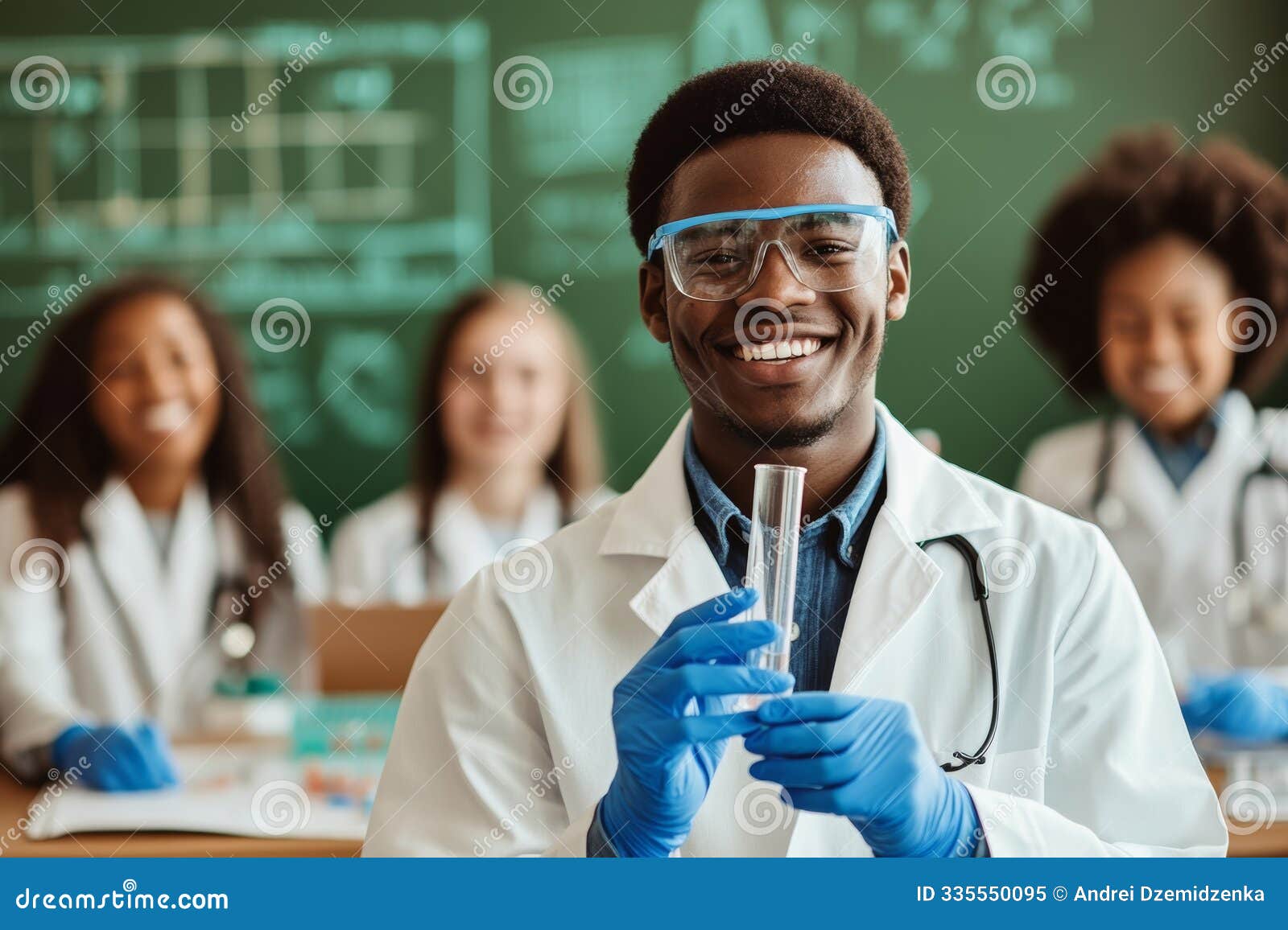 In a Science Class, College Students are Conducting an Experiment Stock ...