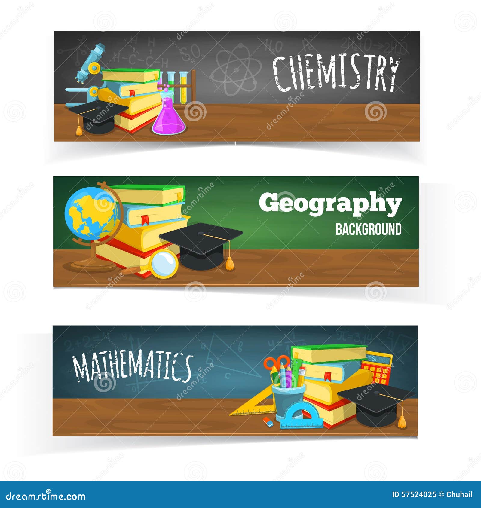 Science classes headers stock vector. Illustration of math - 57524025