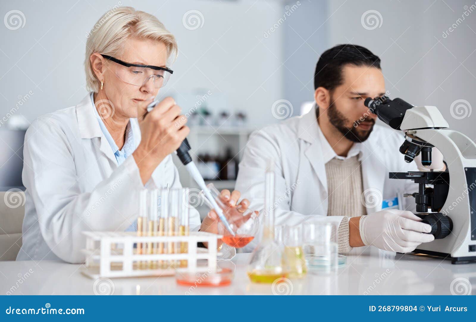 Science, Collaboration and Research with a Medicine Team Working in a ...