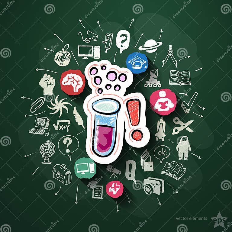 Science Collage with Icons on Blackboard Stock Vector - Illustration of ...