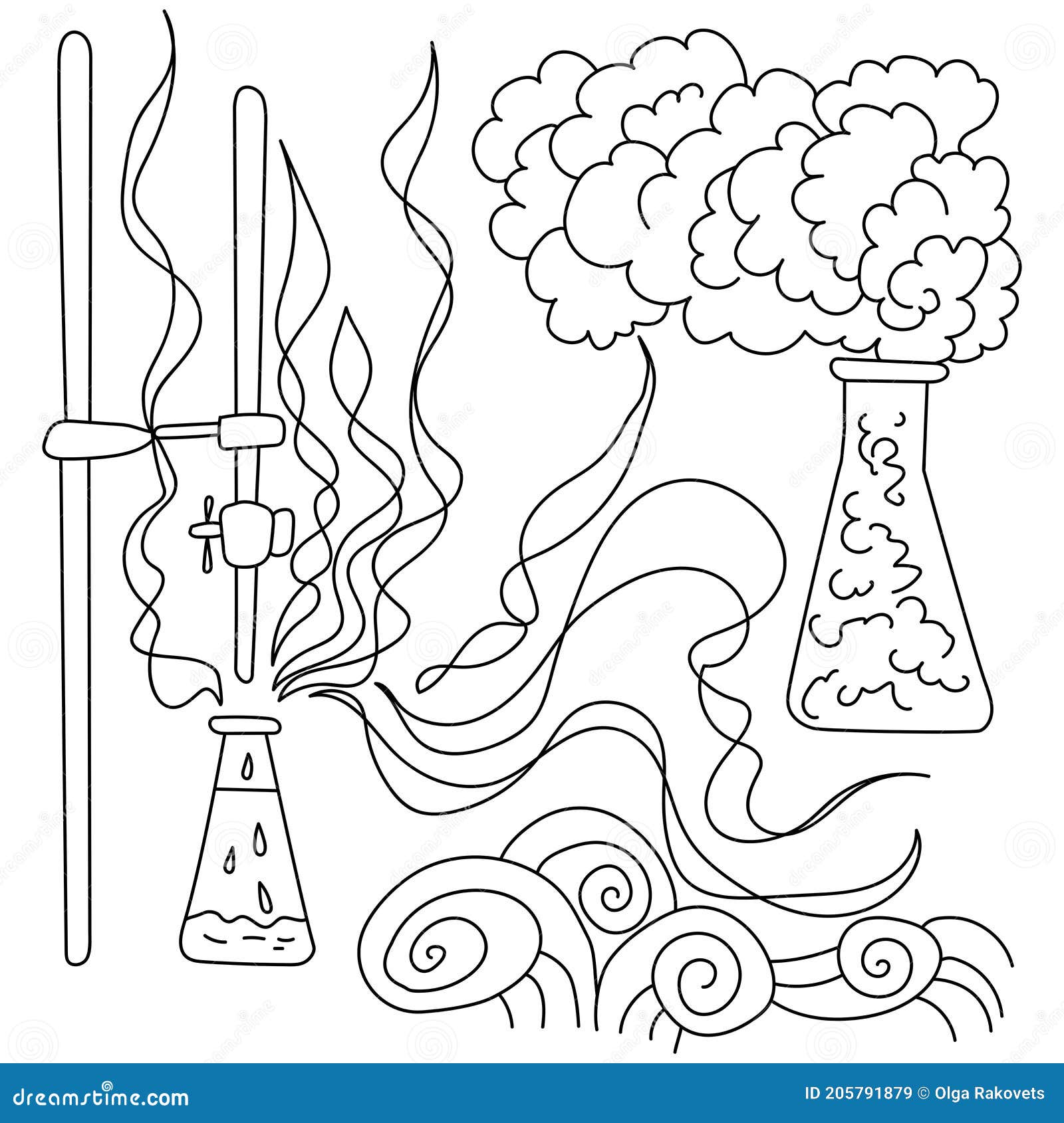 Science Coloring Page with Laboratory Instruments and Utensils, Ornate ...