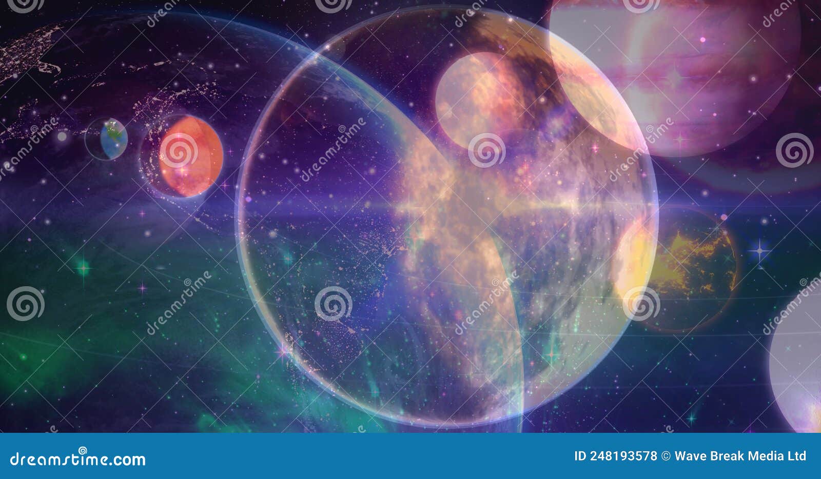 Science Composition Universe Combined with Animated Planet Stock ...
