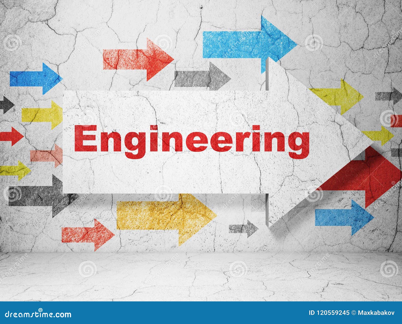 Science Concept: Arrow with Engineering on Grunge Wall Background Stock ...