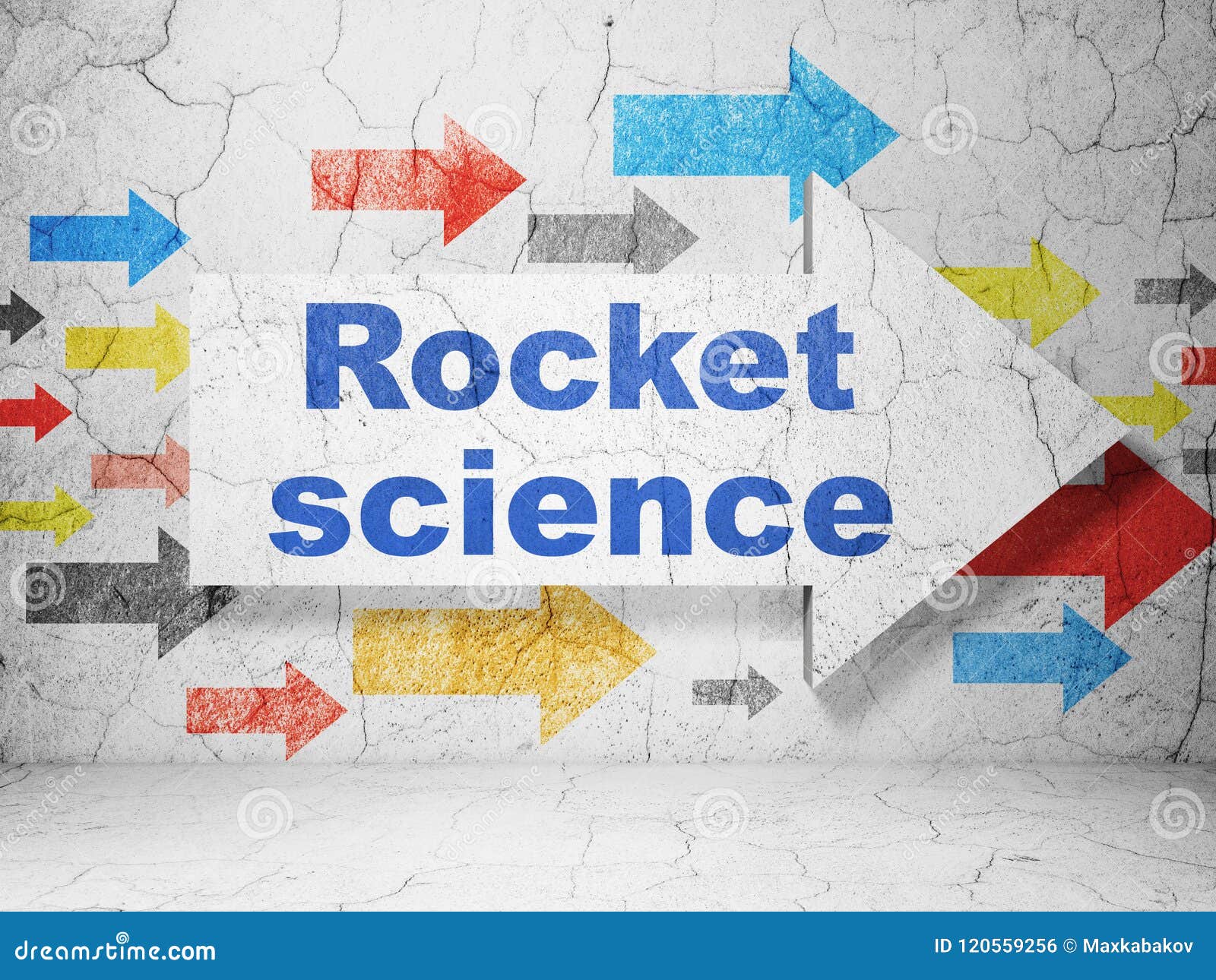 Science Concept: Arrow with Rocket Science on Grunge Wall Background ...