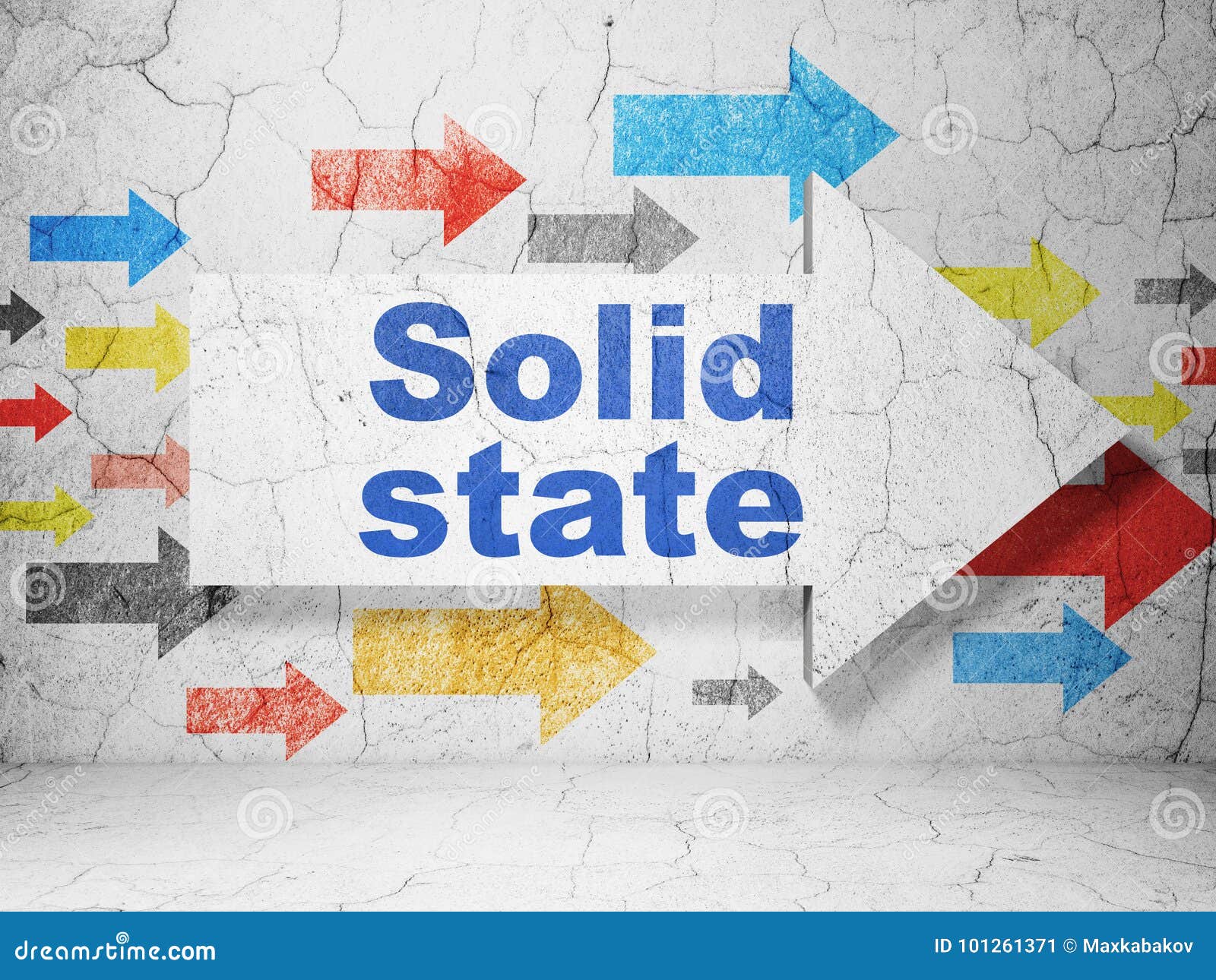 Science Concept: Arrow with Solid State on Grunge Wall Background Stock ...