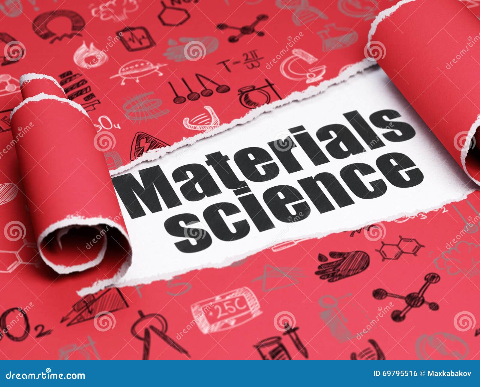 Science Concept: Black Text Materials Science Under the Piece of Torn ...