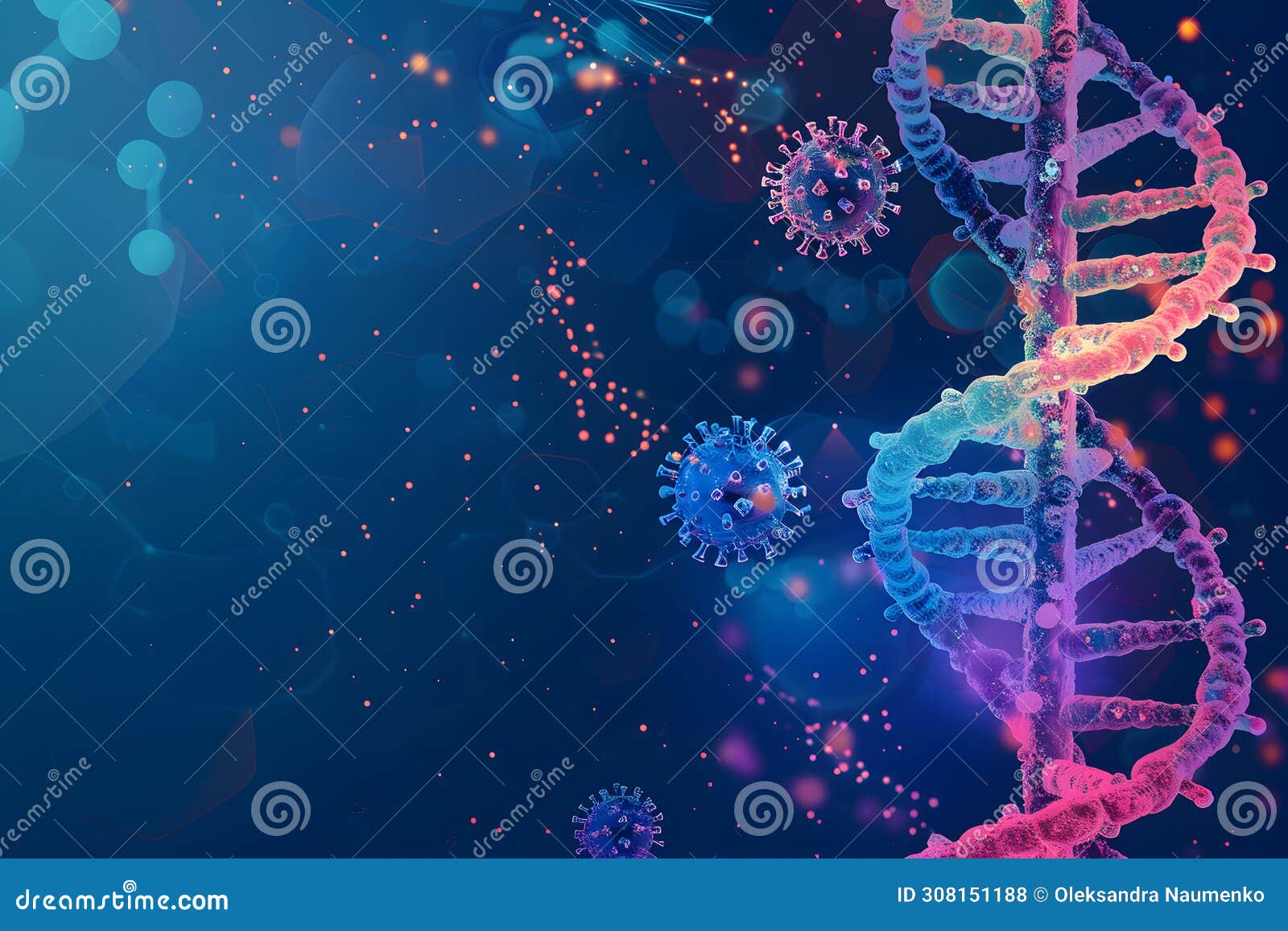 Science Concept - DNA and Virus Under Microscope Stock Photo - Image of ...